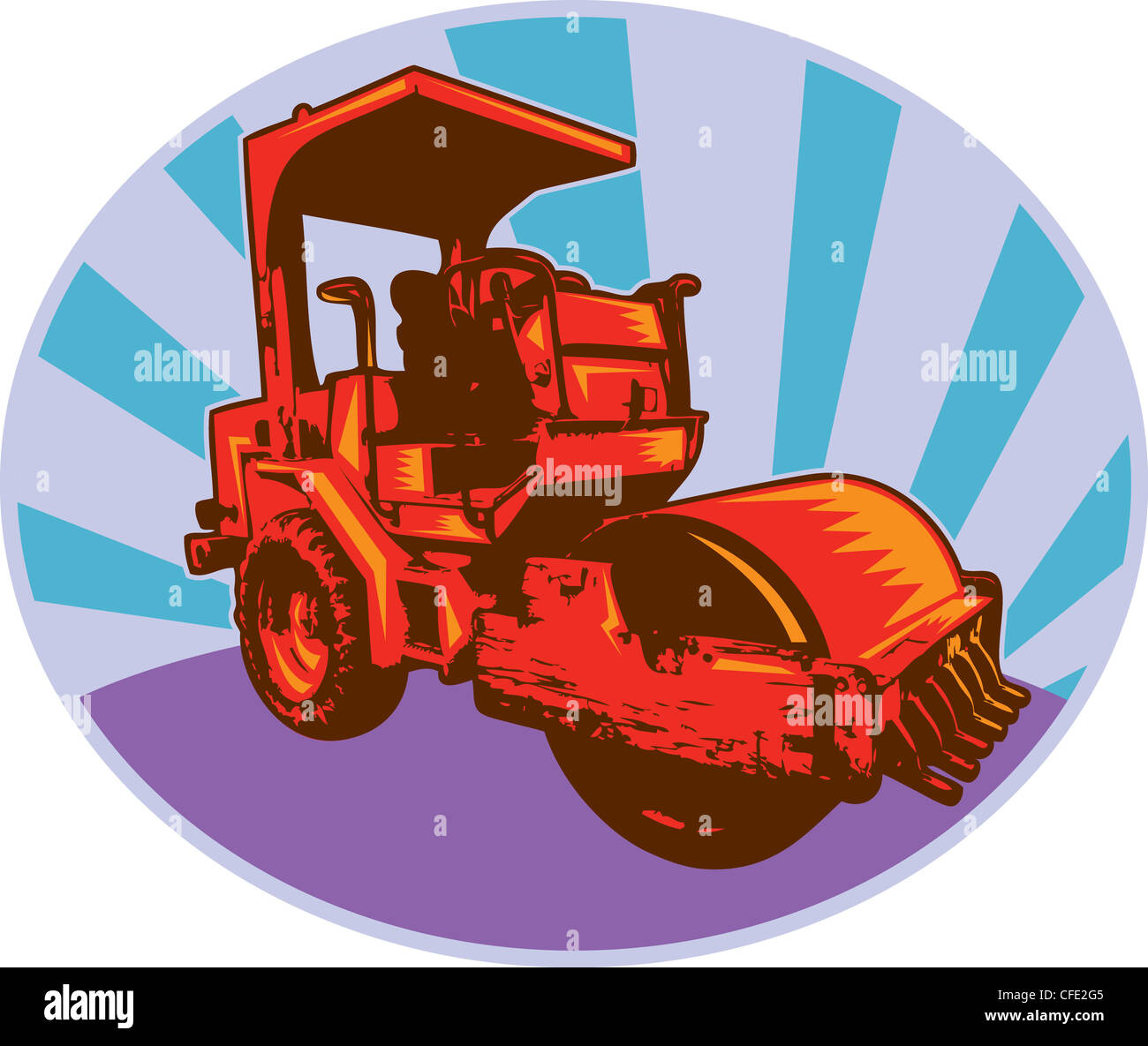 illustration of a road roller construction equipment machinery done in ...