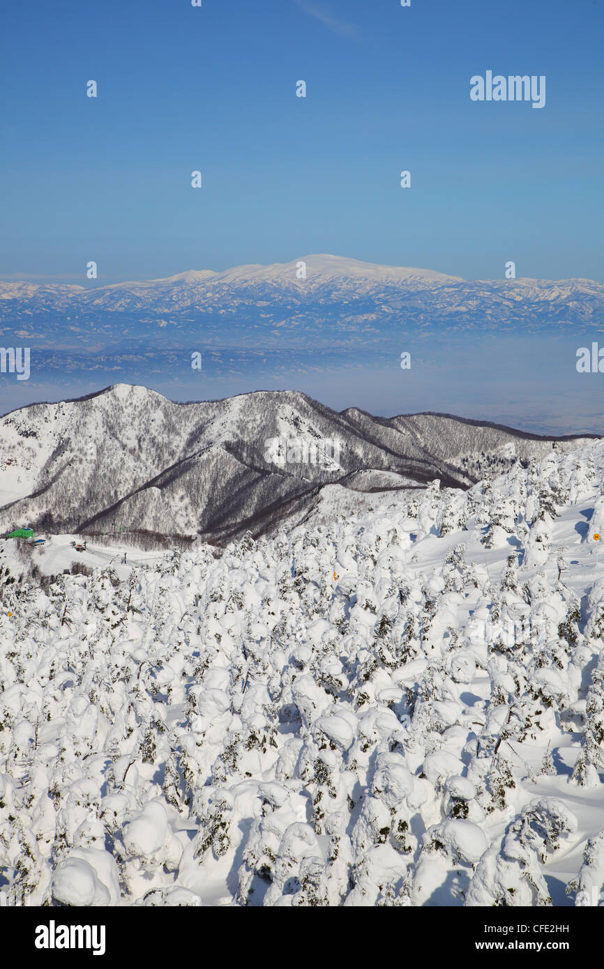 Soft rime and Mt. Gassan, Yamagata Tohoku Japan Stock Photo - Alamy