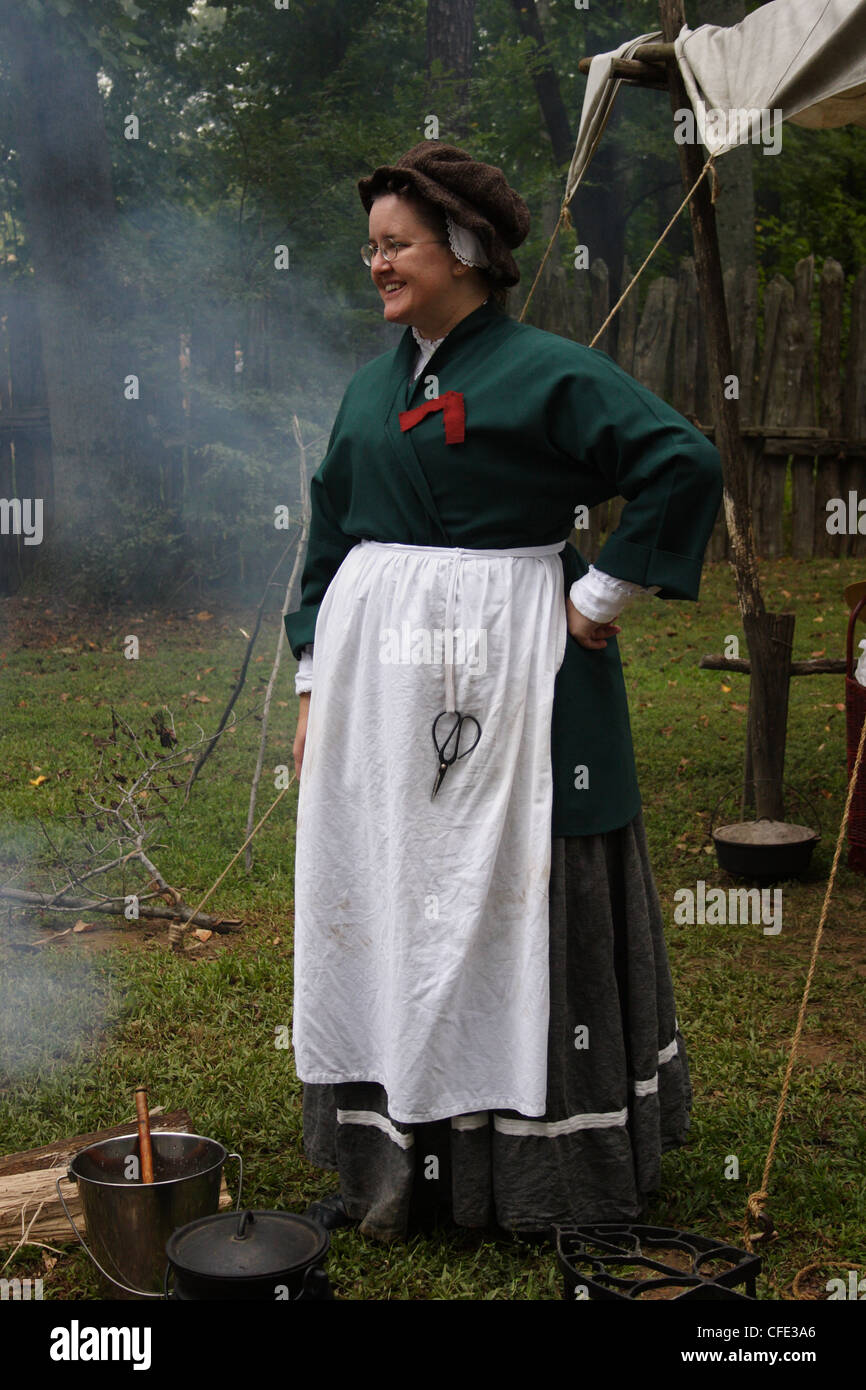 Historical re-enactor at the historical site of Henricus, Virginia ...