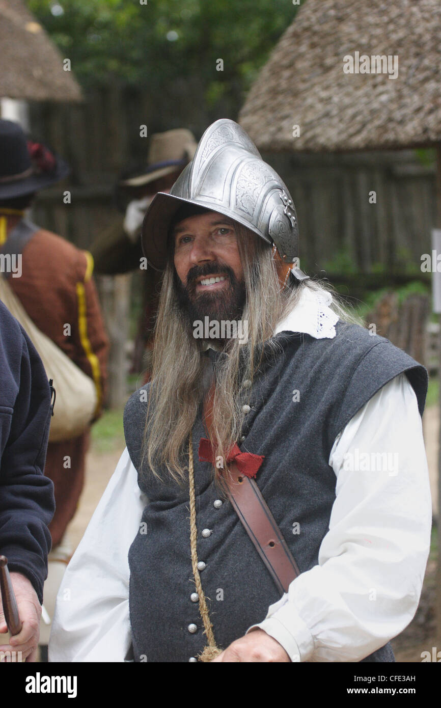 Historical re-enactor at the historical site of Henricus, Virginia ...