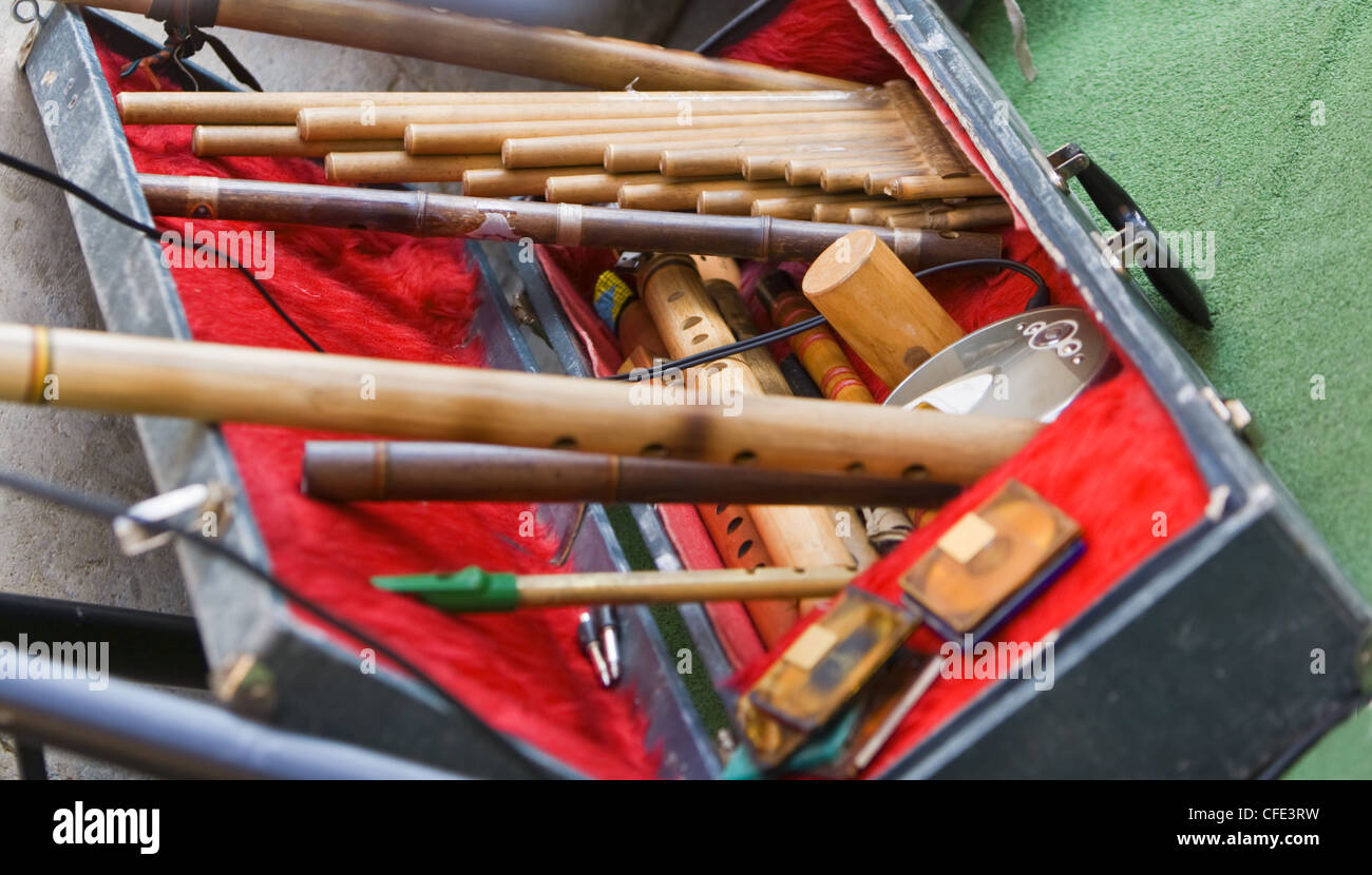 Interesting perspective on a suitcase containing specific wooden ...