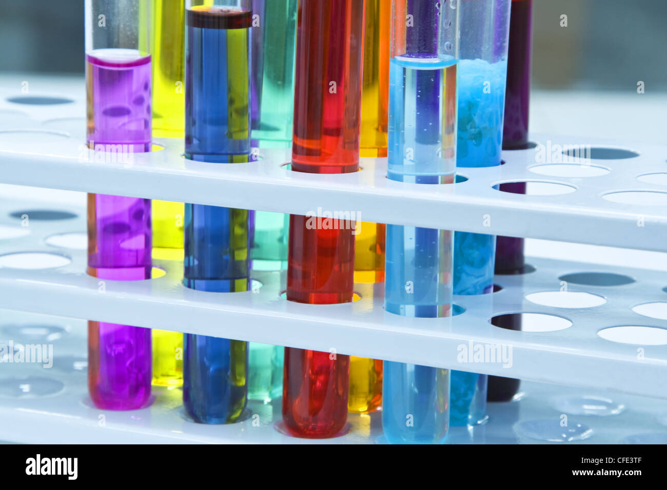 Colorful image of a test tubes stand; unmodified specific lighting for ...