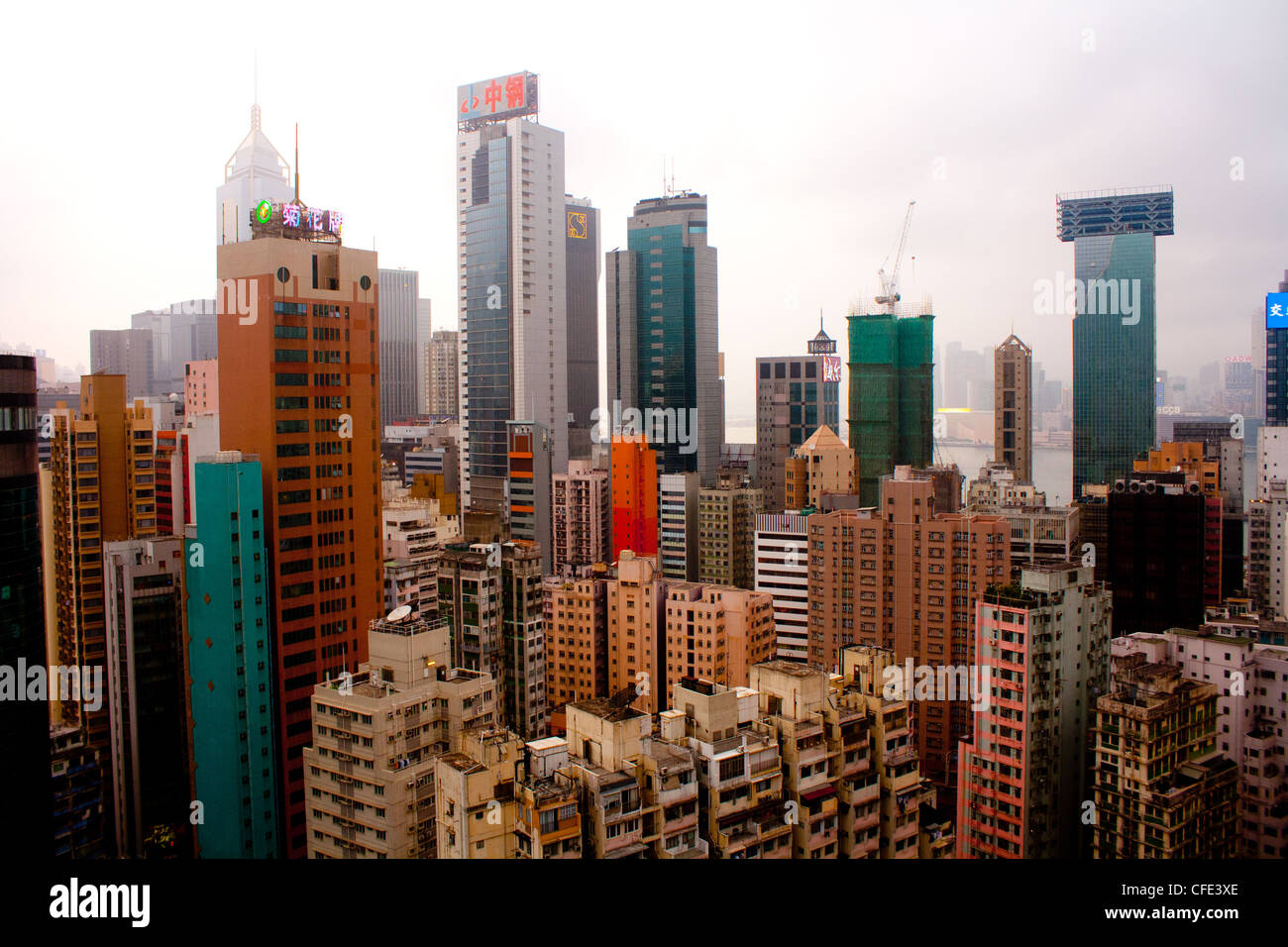 Hong Kong Skyline from the 33rd floor of a tall building Stock Photo ...
