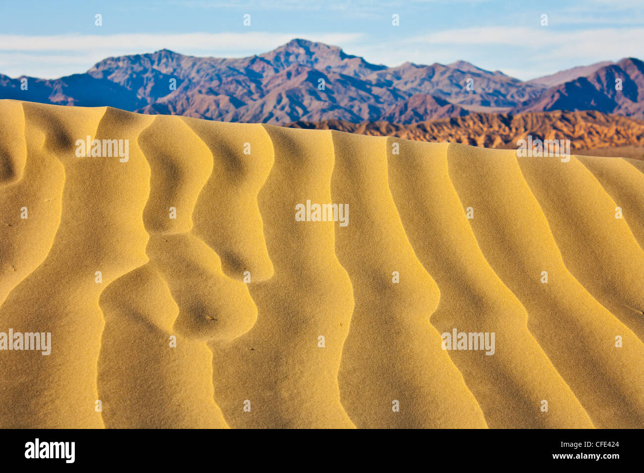 Sand dune outlines mountain chain on horizon Stock Photo - Alamy