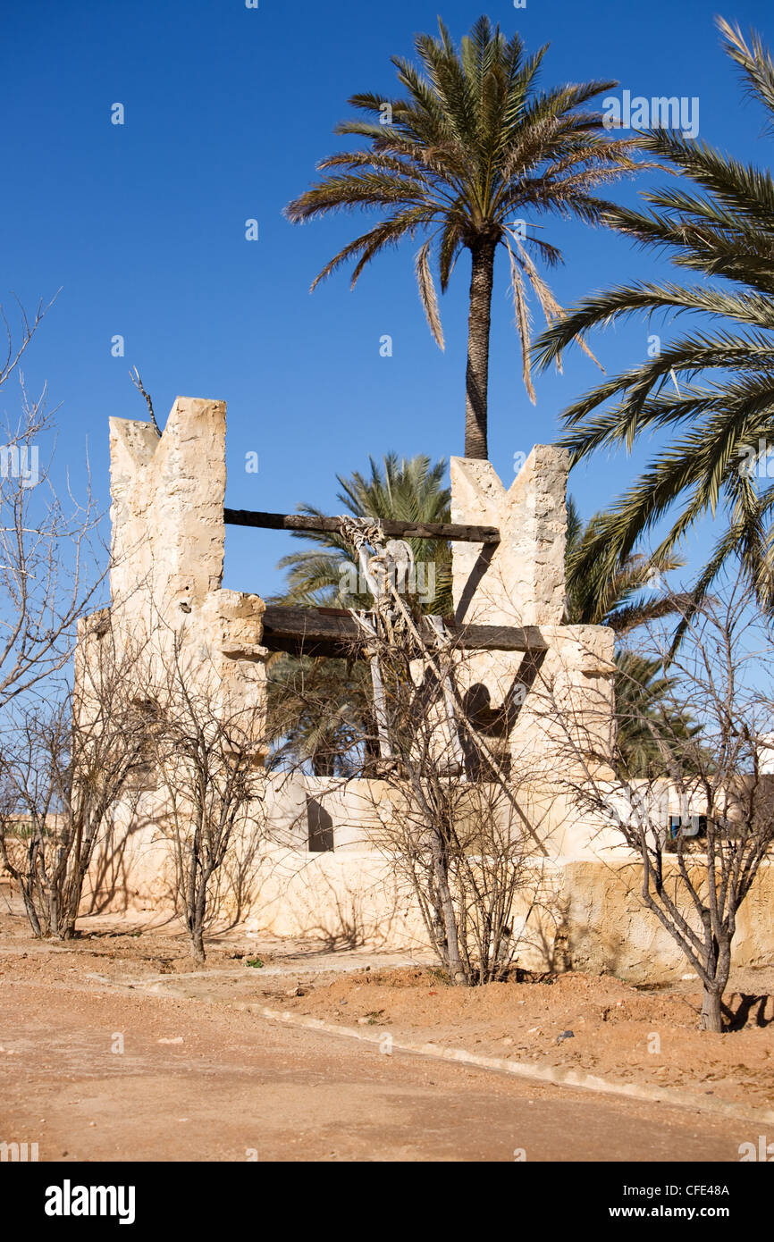 Ancient well and date palm trees, island of Djerba, Tunisia Stock Photo ...