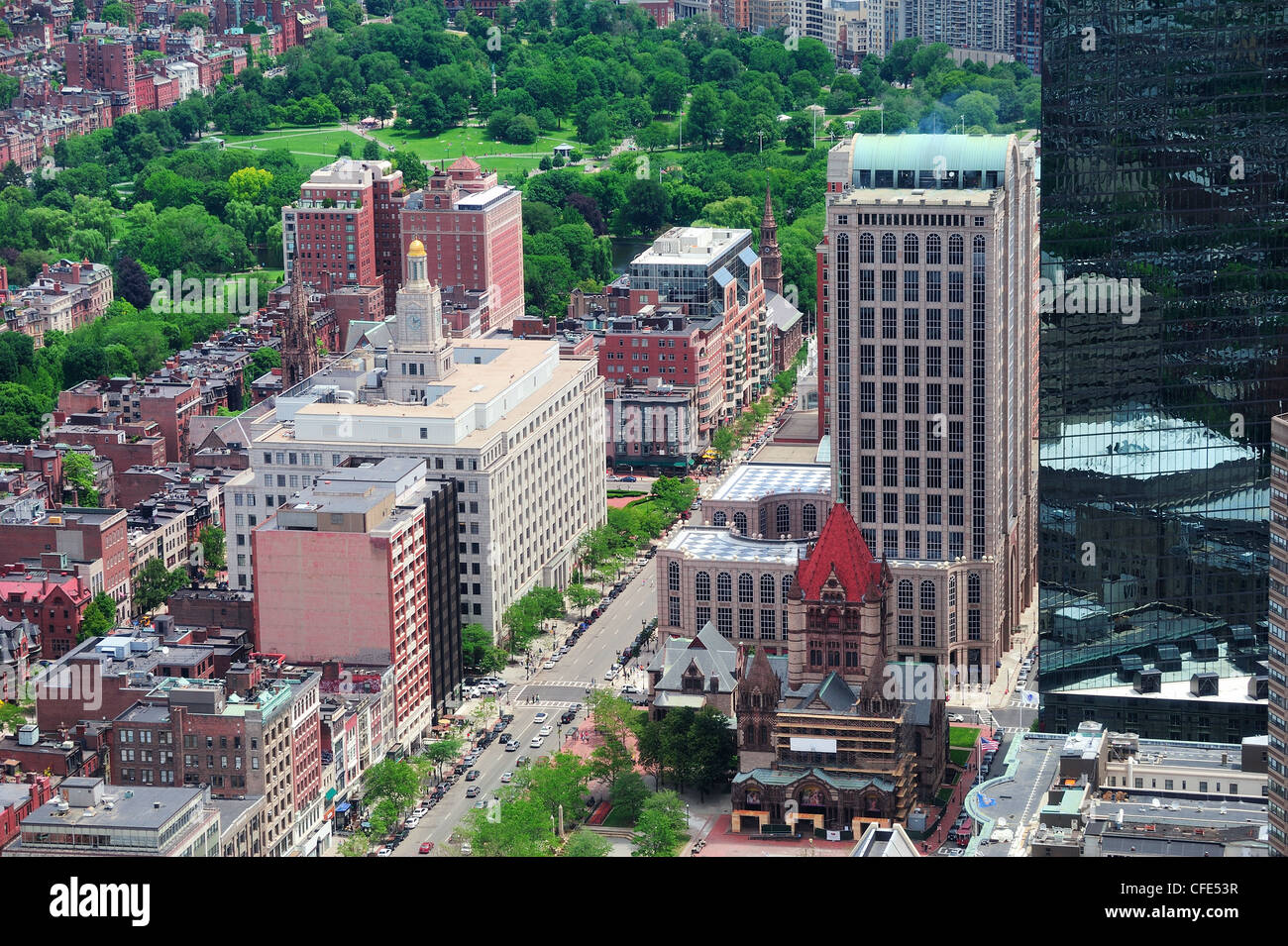 Boston downtown aerial view with historical architecture, street and ...
