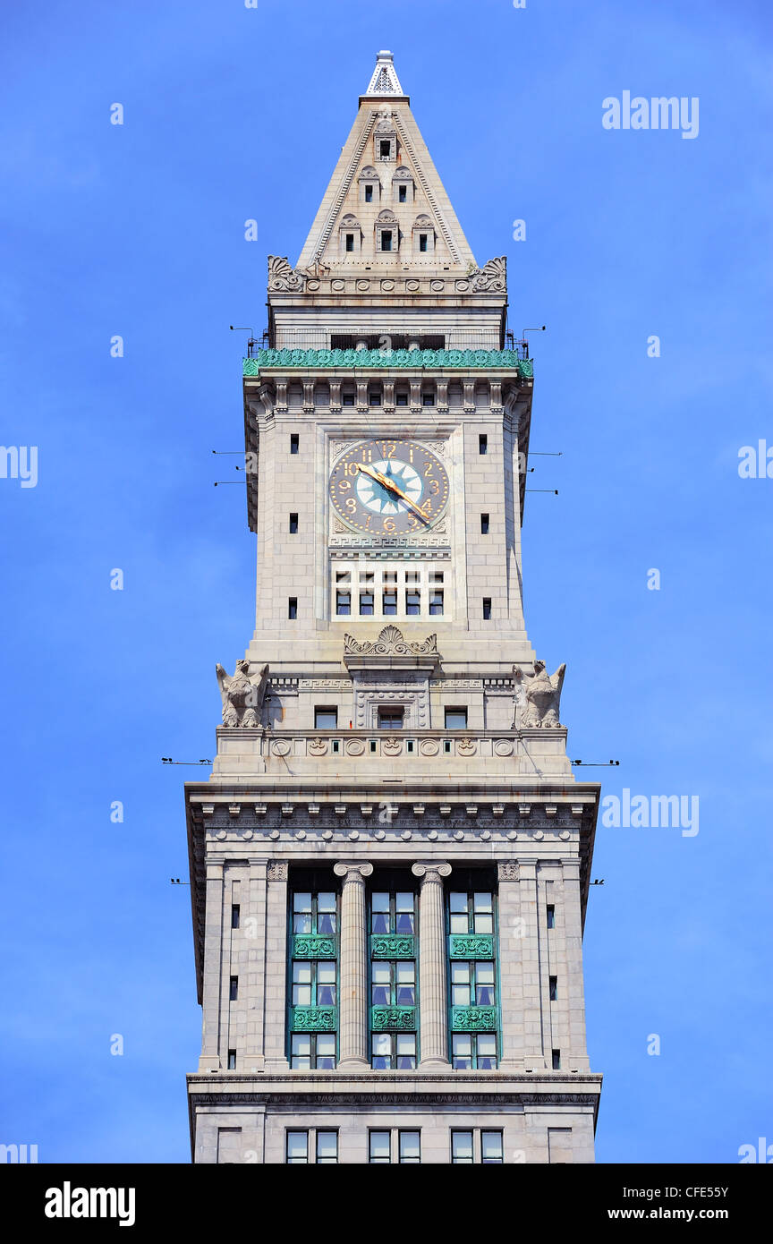 Boston Custom House Clock Tower closeup in downtown Stock Photo - Alamy