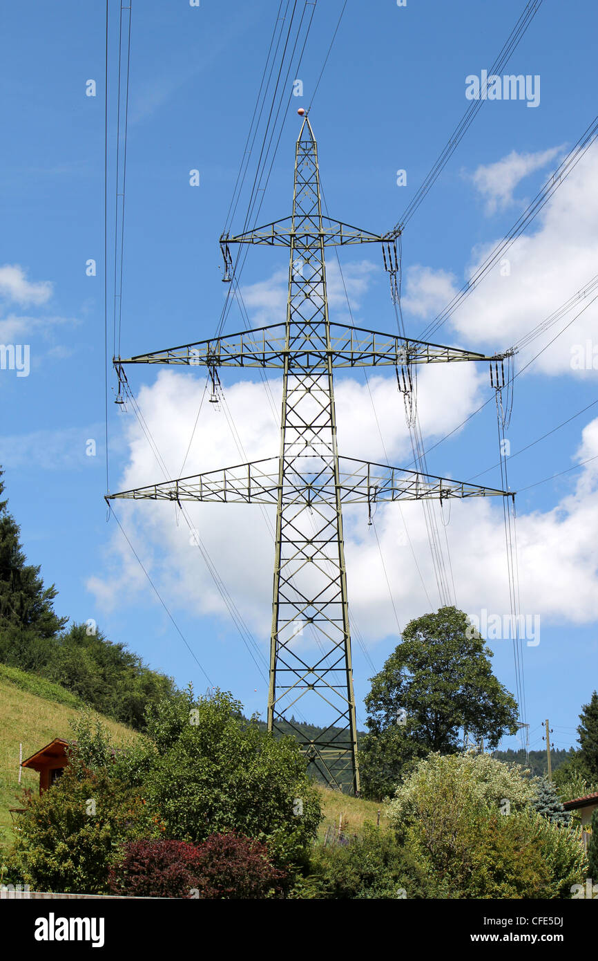 Electrical pylon in a beautiful landscape and with cloudy sky Stock ...