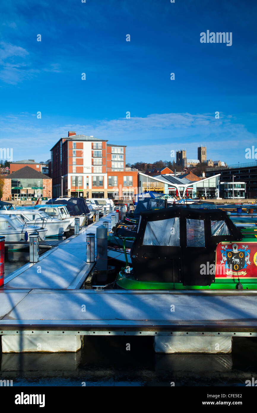 England, Lincolnshire, Lincoln. Brayford Quays, a waterfront ...