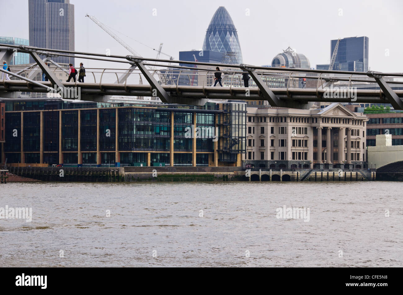 Millennium Bridge,Known as the Wobbly Bridge,Gherkin Building,Linking ...