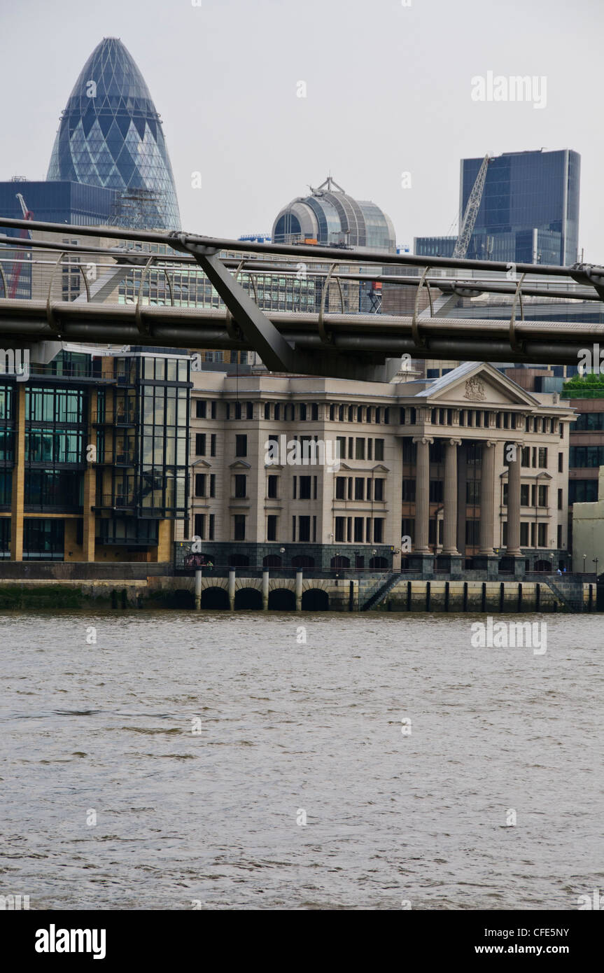 Millennium Bridge,Known as the Wobbly Bridge,Gherkin Building,Linking ...