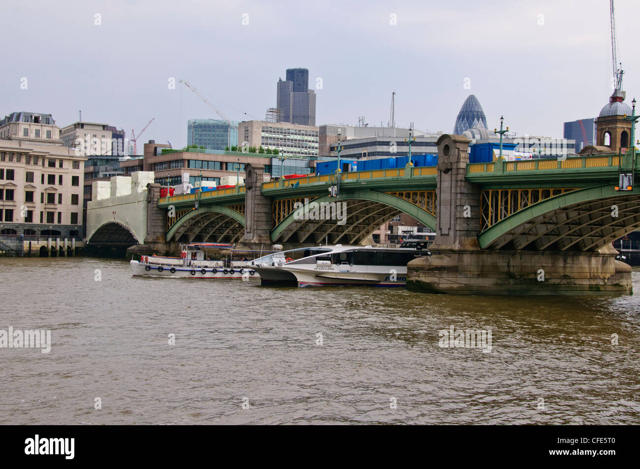 Blackfriars Bridge,Various Views,Gherkin Building,City of London behind ...