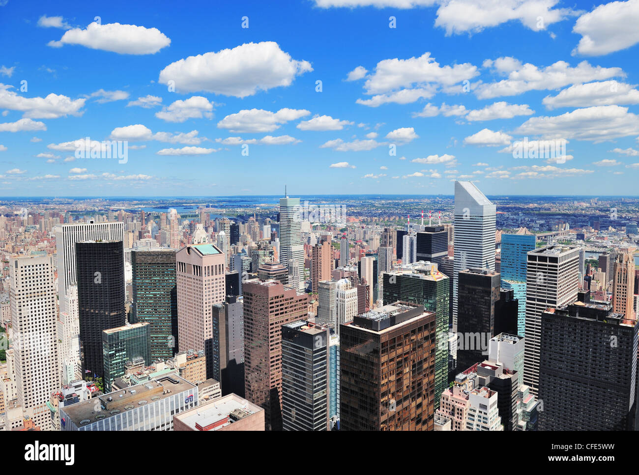 New York City Manhattan midtown aerial panorama view with skyscrapers ...