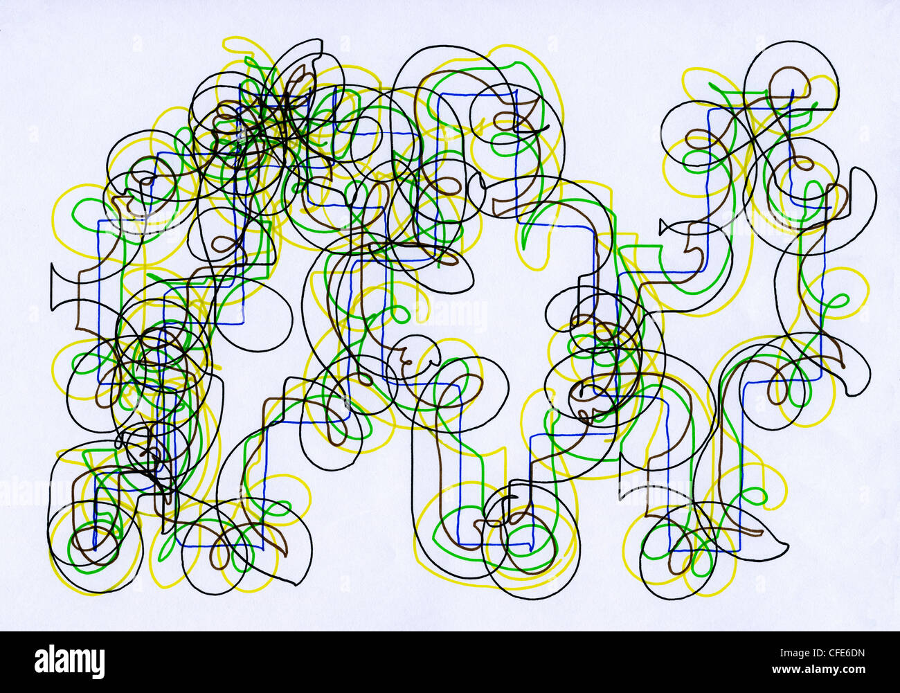 Plotter type rig parallel line colour drawing abstract line drawing hi ...