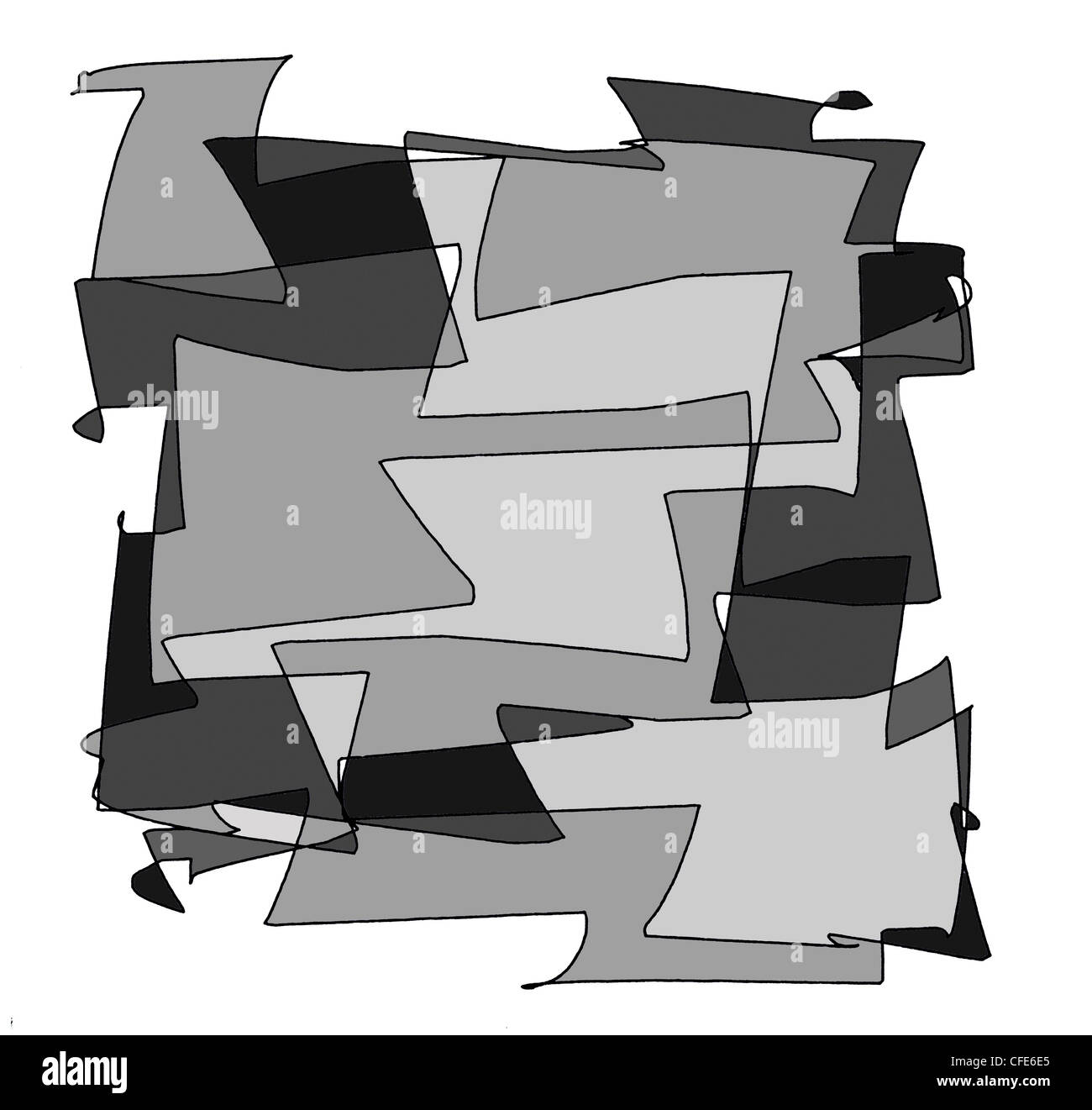 Monochrome abstract programmed machine drawing Stock Photo - Alamy