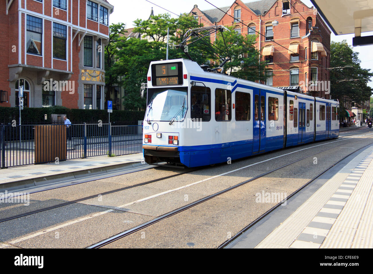 The busy tram lines in Amsterdam, Netherlands Stock Photo - Alamy