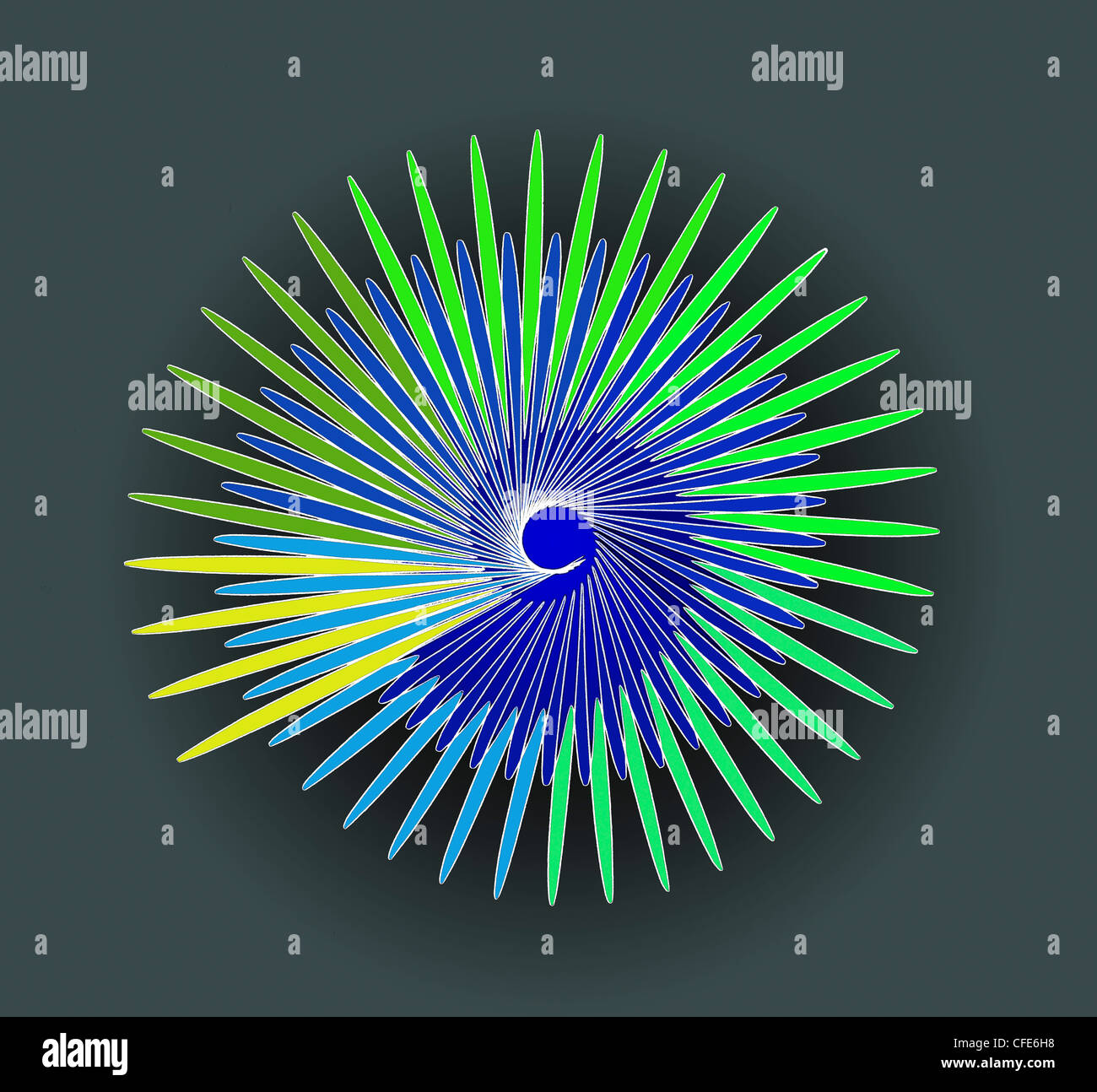 Colour abstract circular drawing with organic form. Machine drawing ...