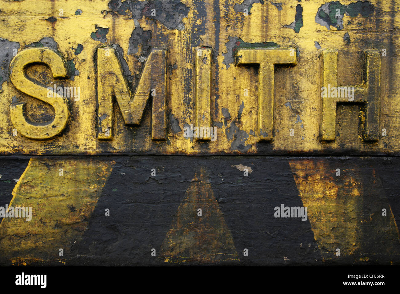 Smith wording on oily surface Stock Photo - Alamy