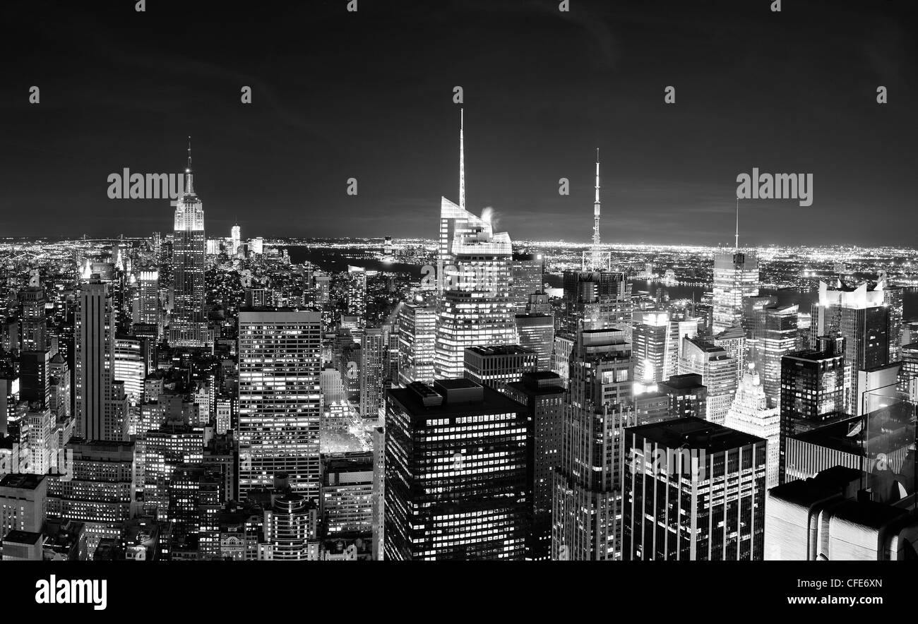 Aerial view manhattan new york skyline panorama panoramic view Black ...