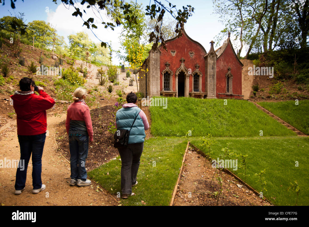 UK, Gloucestershire, Painswick House, Rococo Garden, visitors ...