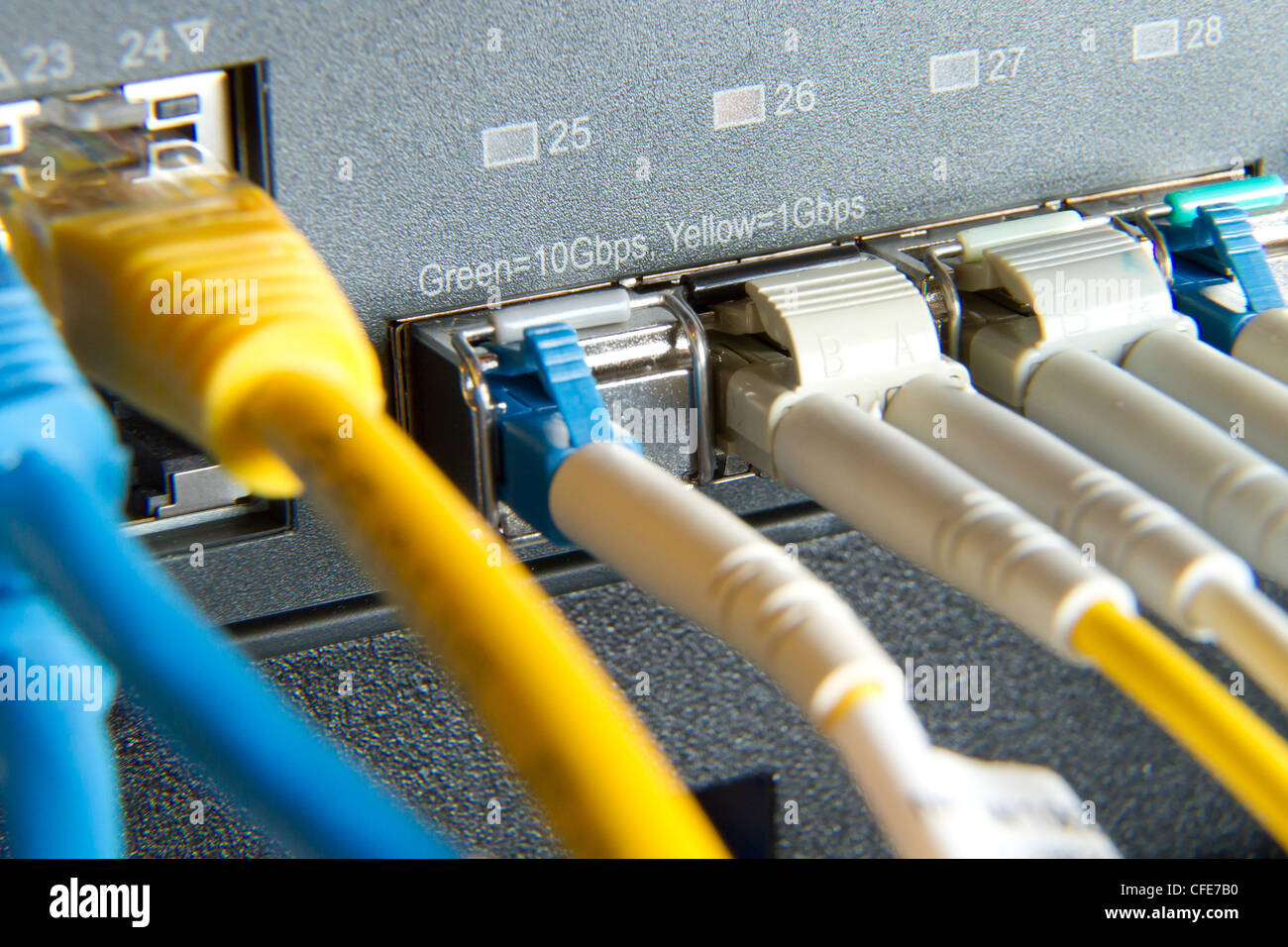 optic fiber cables connected to data center Stock Photo - Alamy