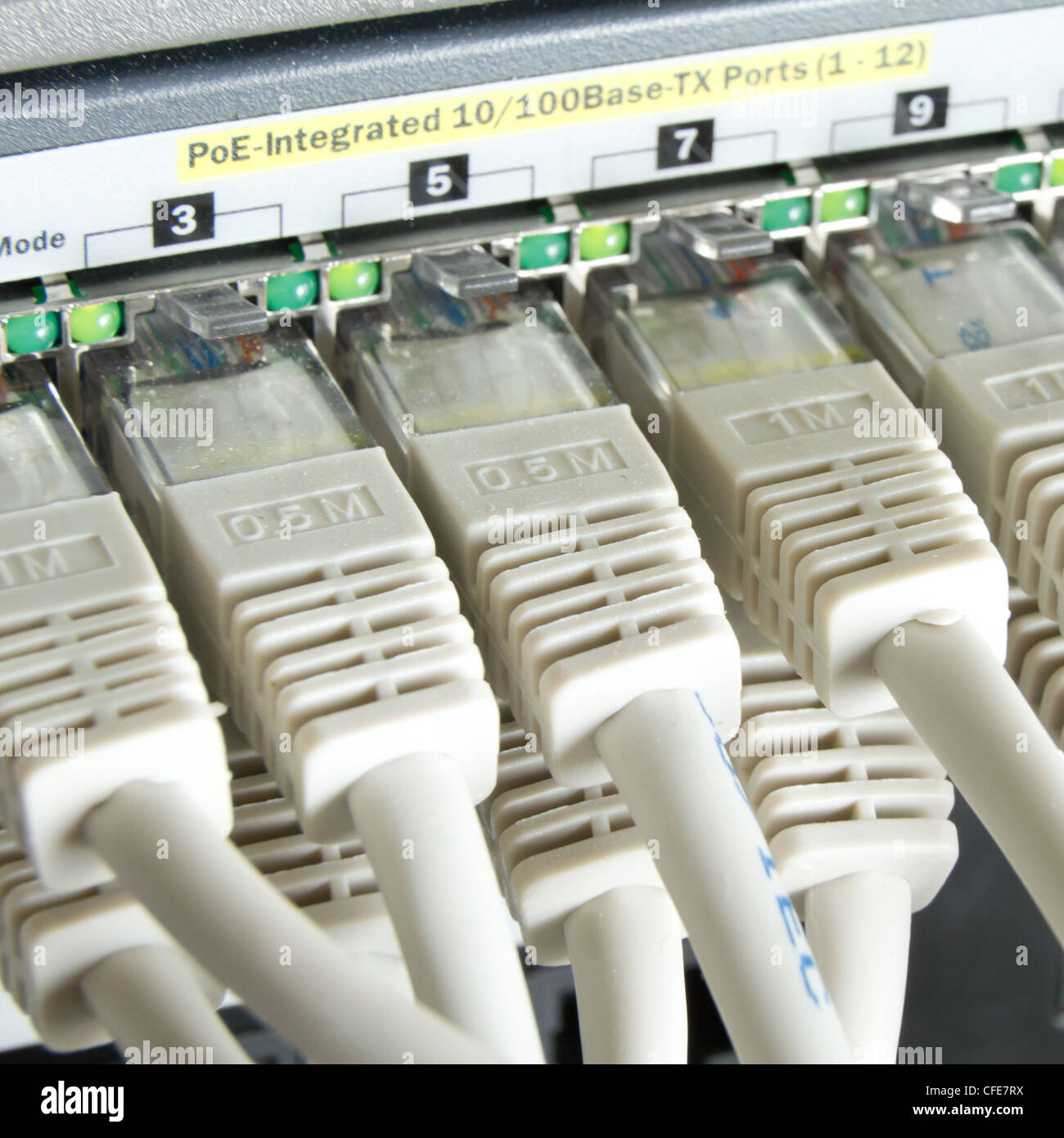 close up of network cables connected to switch Stock Photo - Alamy