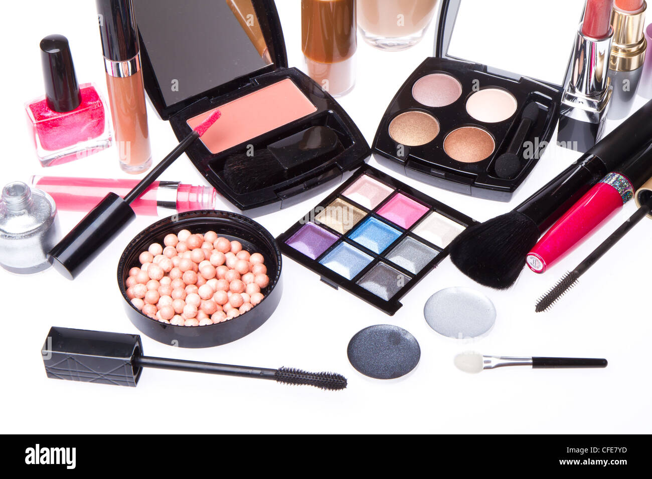 makeup set isolated on white background Stock Photo - Alamy