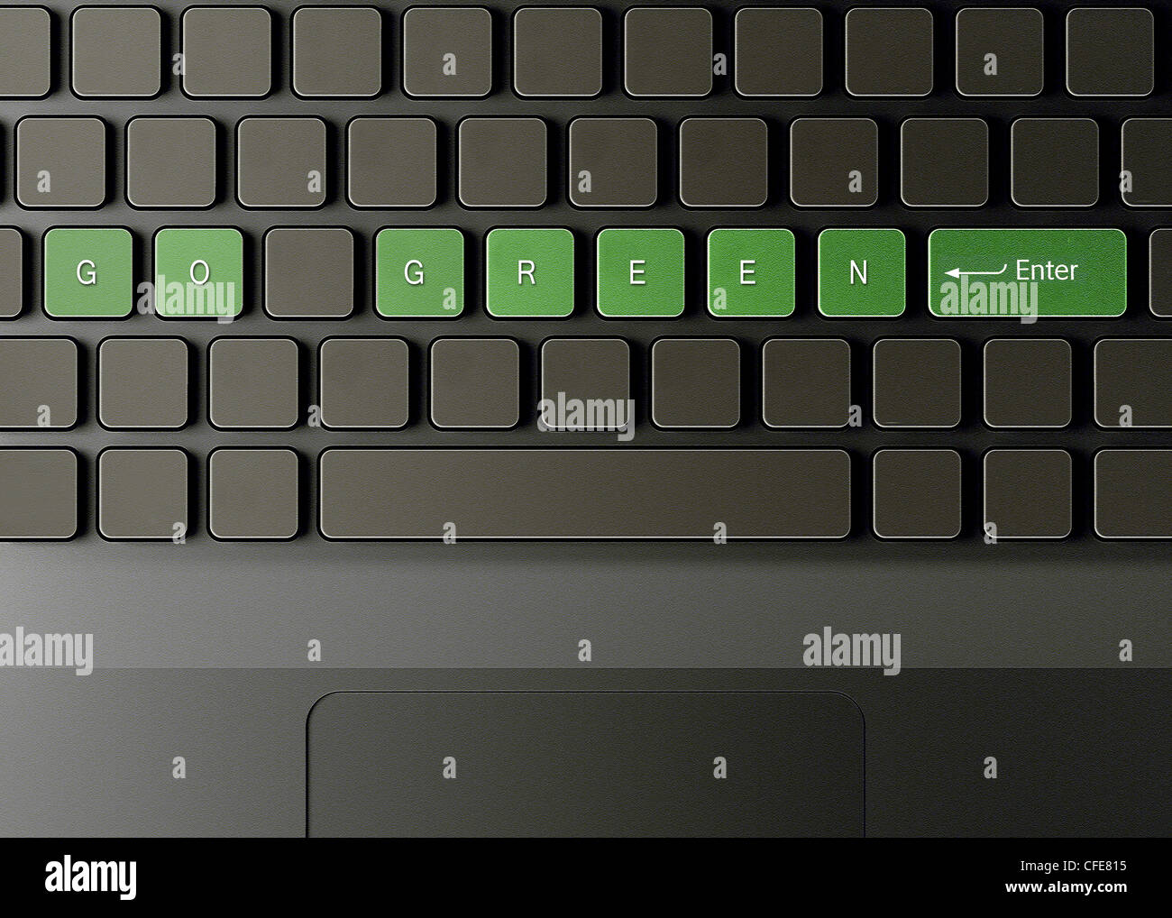 Keyboard with go green button, ecology concept Stock Photo - Alamy