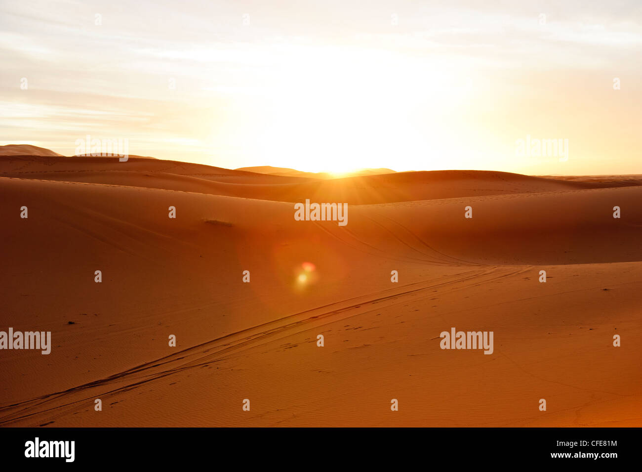 Sunset on sand dunes, Merzouga, Sahara, Morocco Stock Photo - Alamy