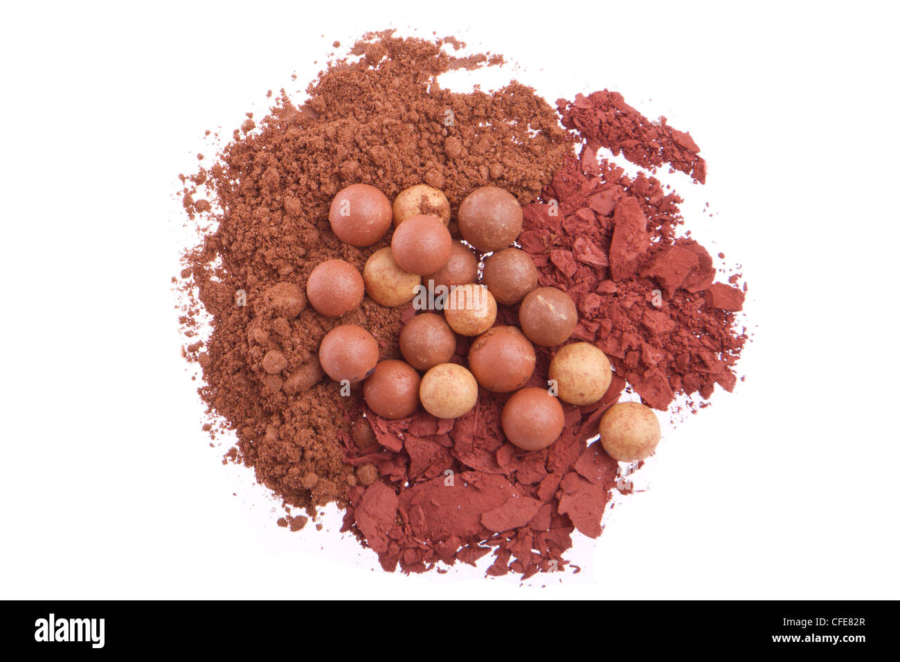 bronzing pearls with crushed eyeshadows isolated on white background ...