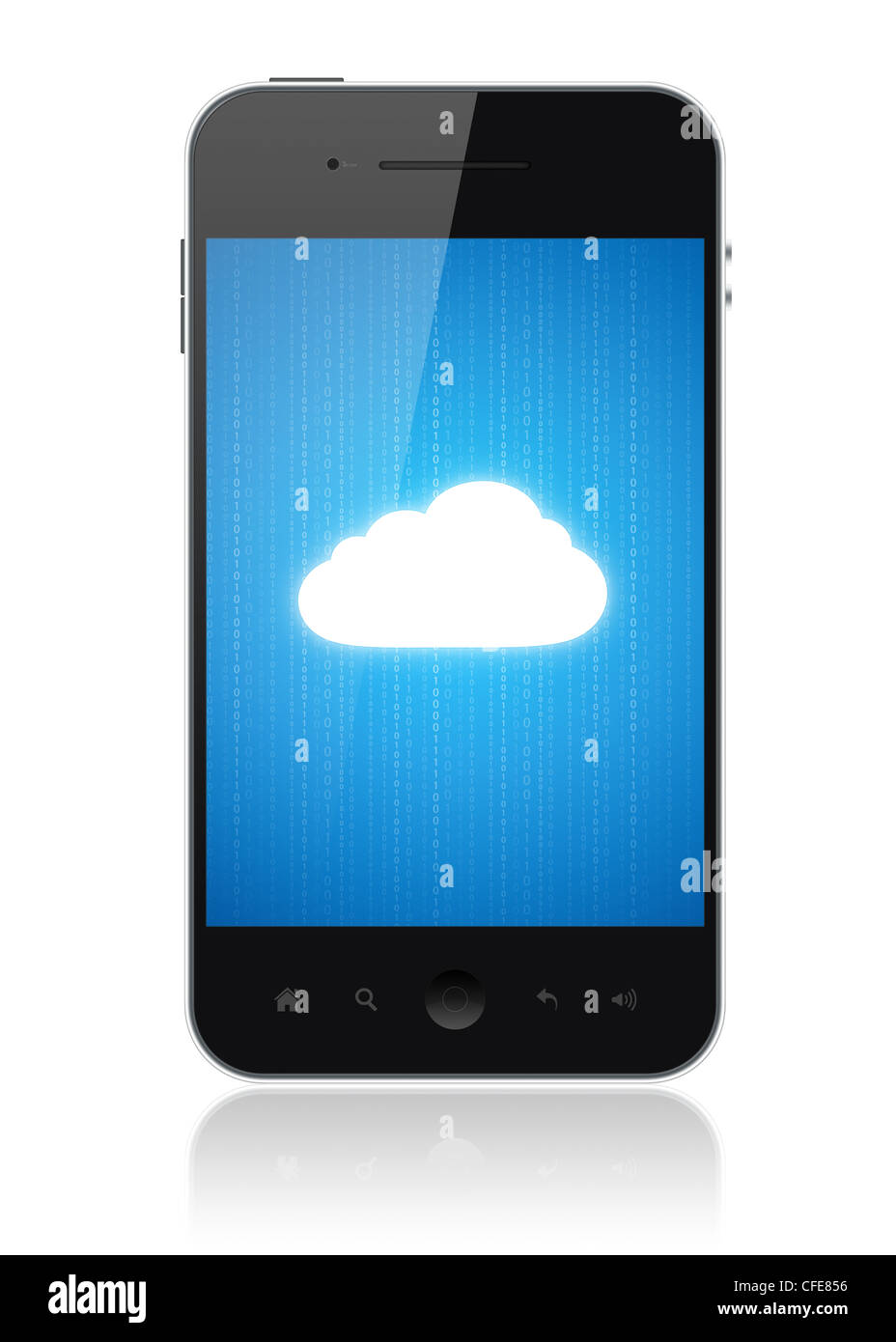 Cloud computing connection on modern mobile smart phone. Conceptual ...