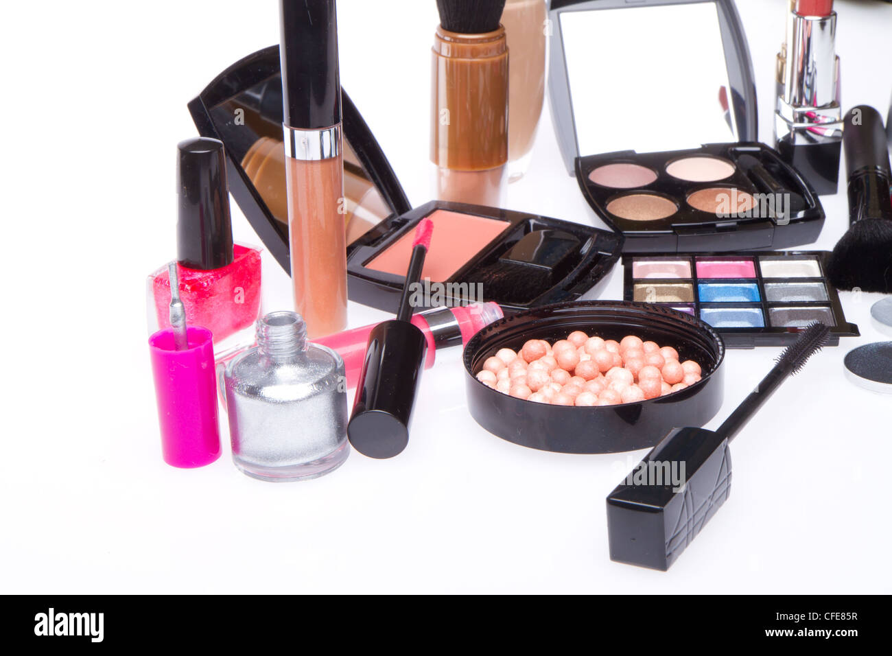 makeup set isolated on white background Stock Photo - Alamy