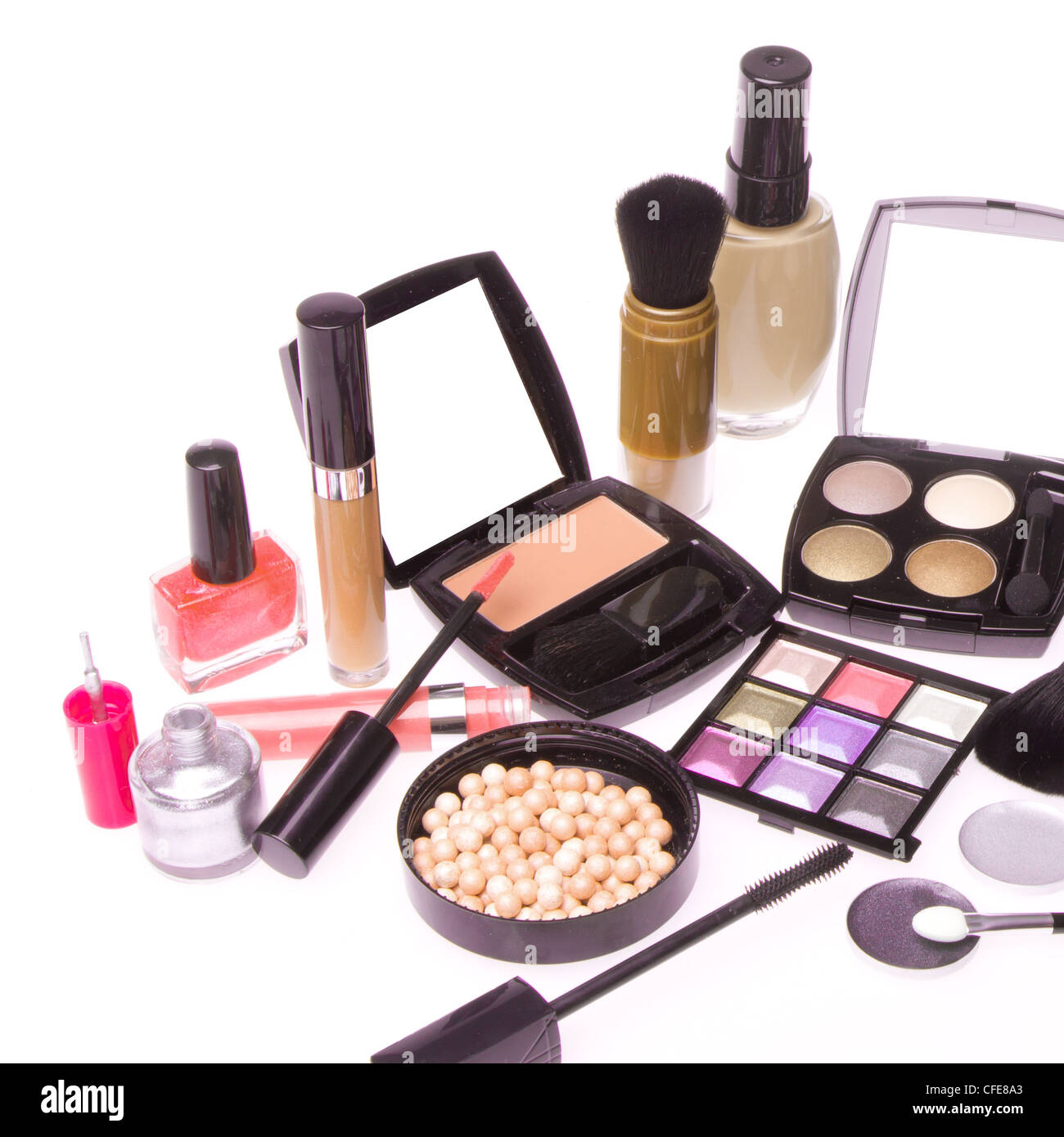 makeup set isolated on white background Stock Photo - Alamy