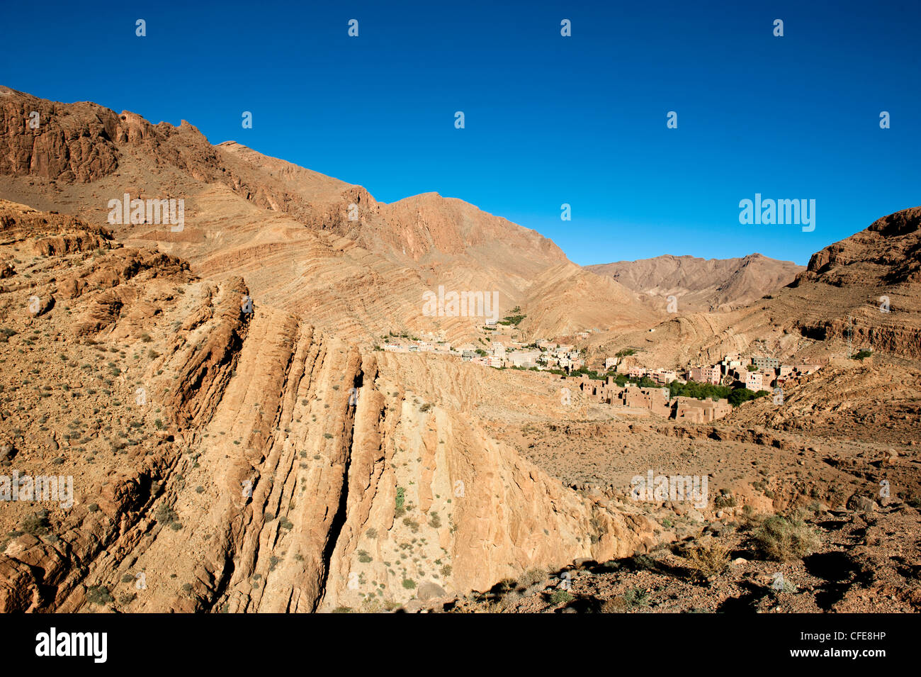 View of the village Tinerhir, Todra gorge valley, Morocco Stock Photo ...