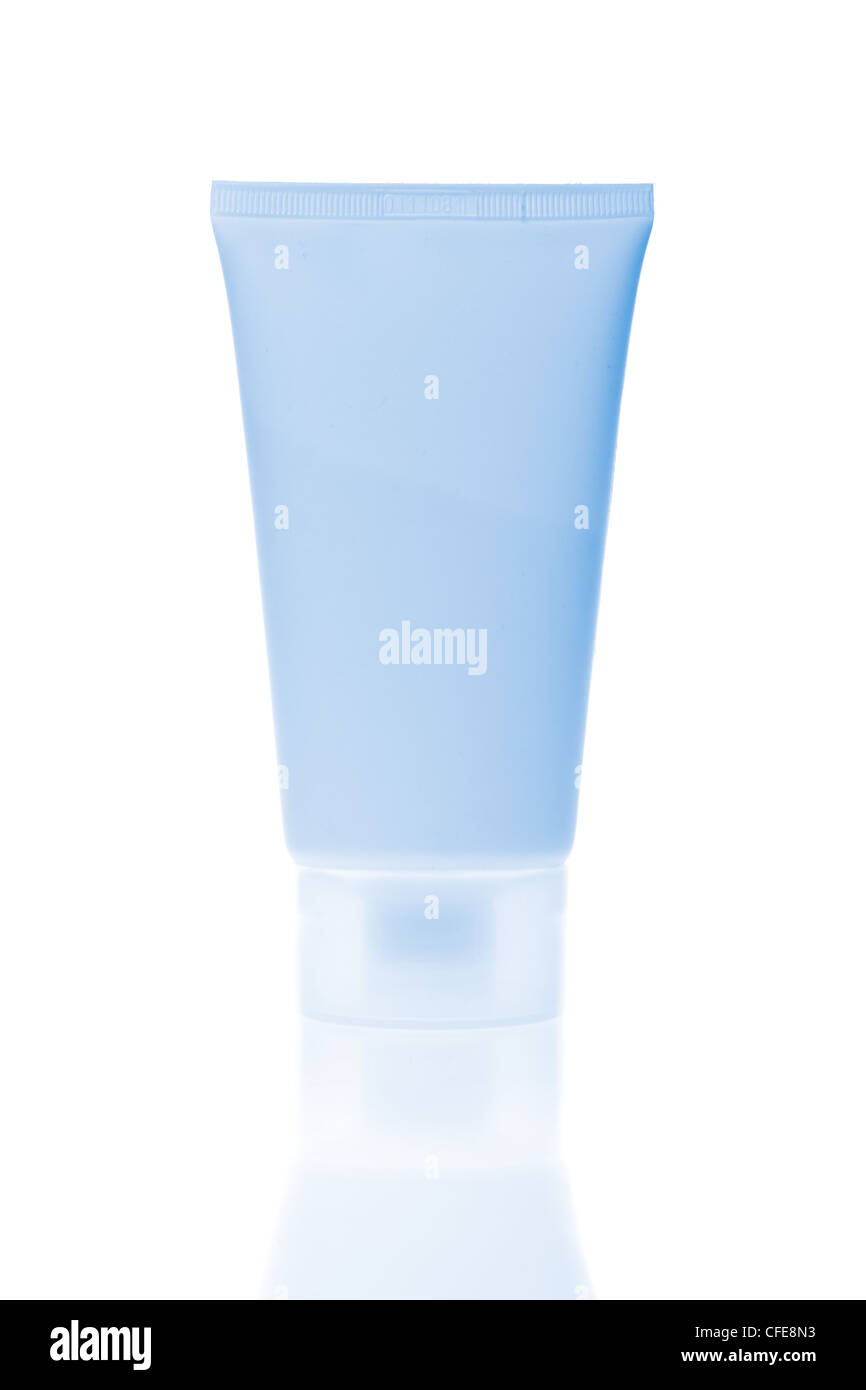 blue cosmetic bottle isolated on white background Stock Photo - Alamy