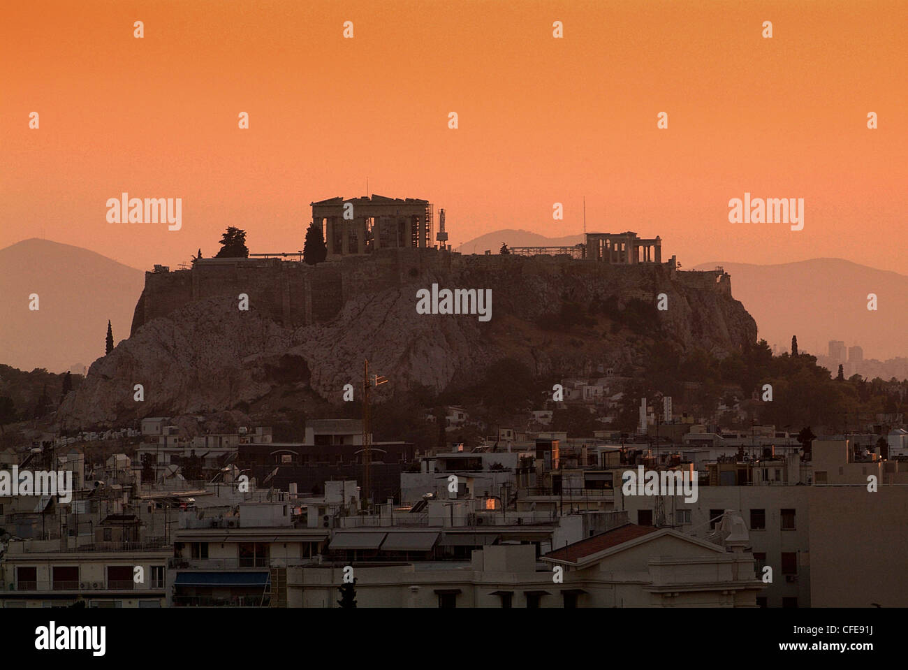 GREECE Athens - The Acropolis and Filopappou Hill at sunset Stock Photo - Alamy