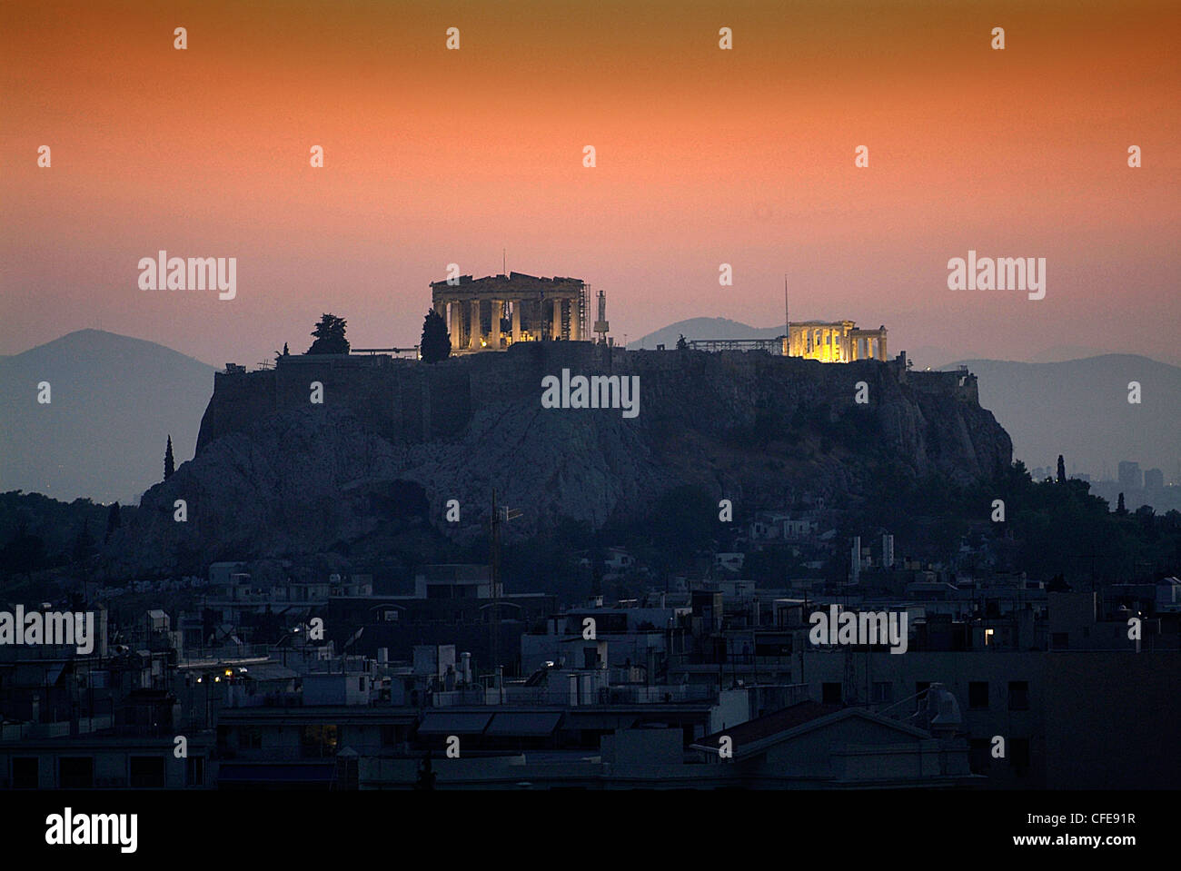 GREECE Athens - The Acropolis and Filopappou Hill at sunset Stock Photo - Alamy