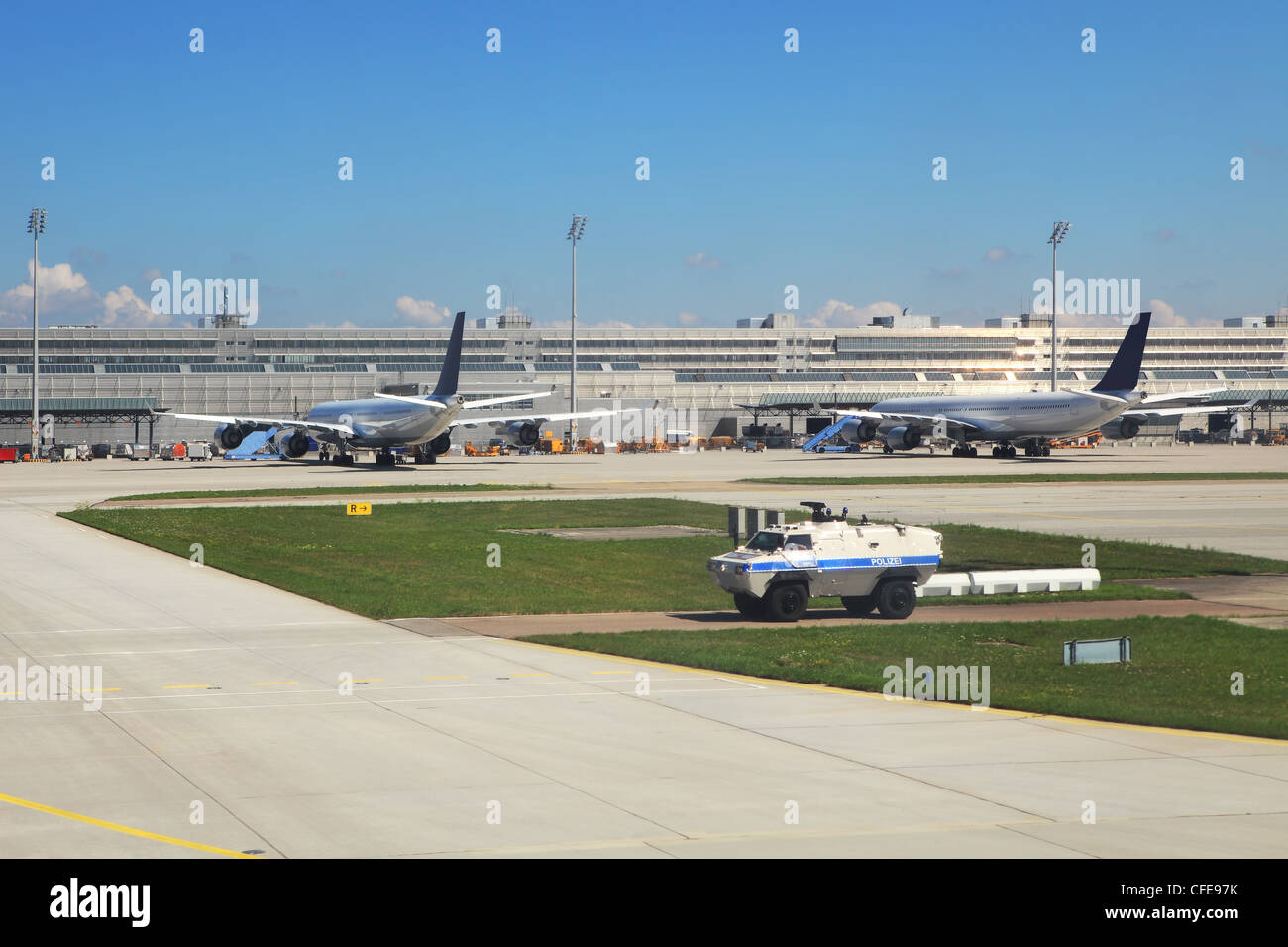 Transportation aeroplane security guard standing hi-res stock ...