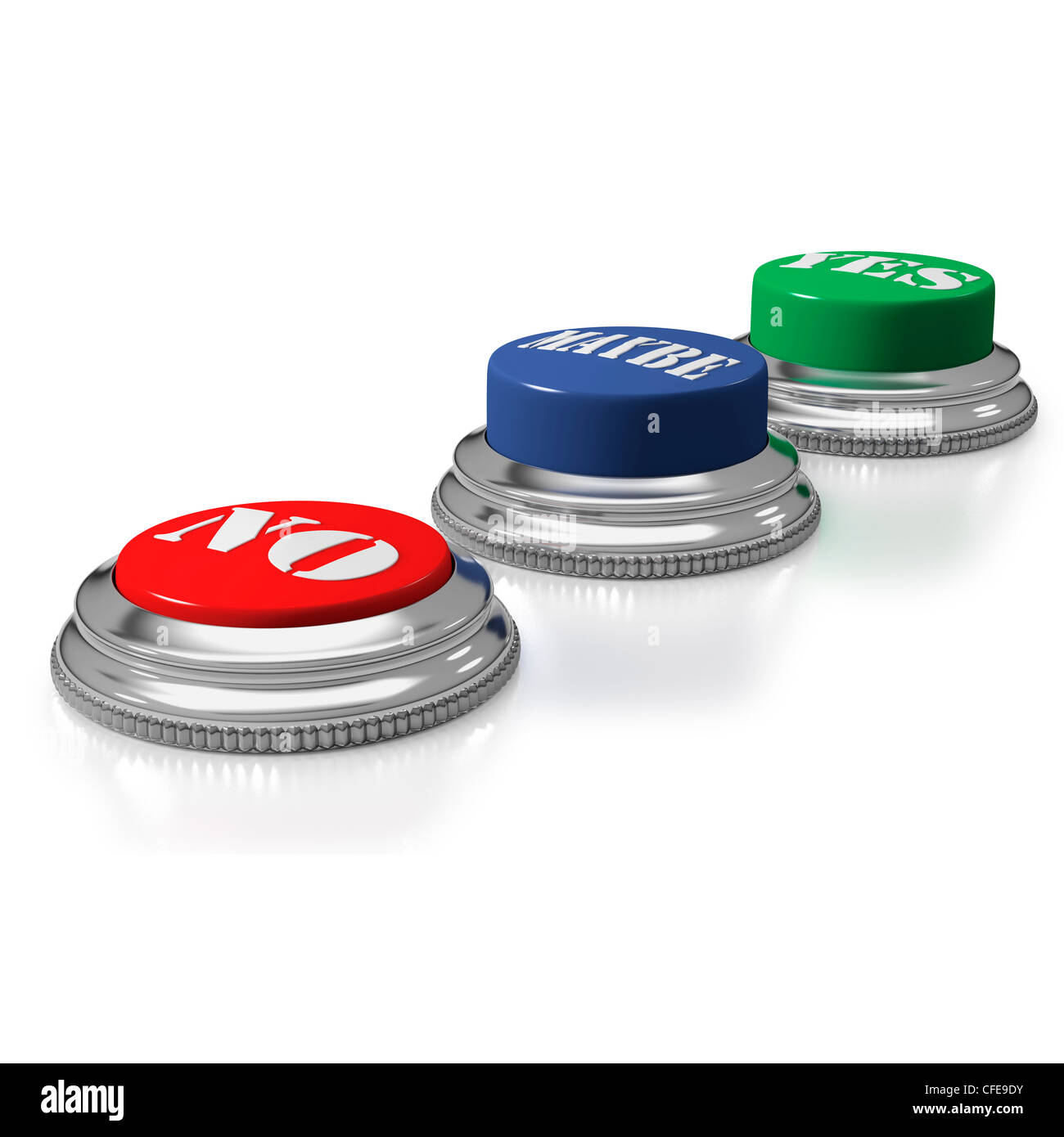 Three buttons or switches on white background Stock Photo - Alamy
