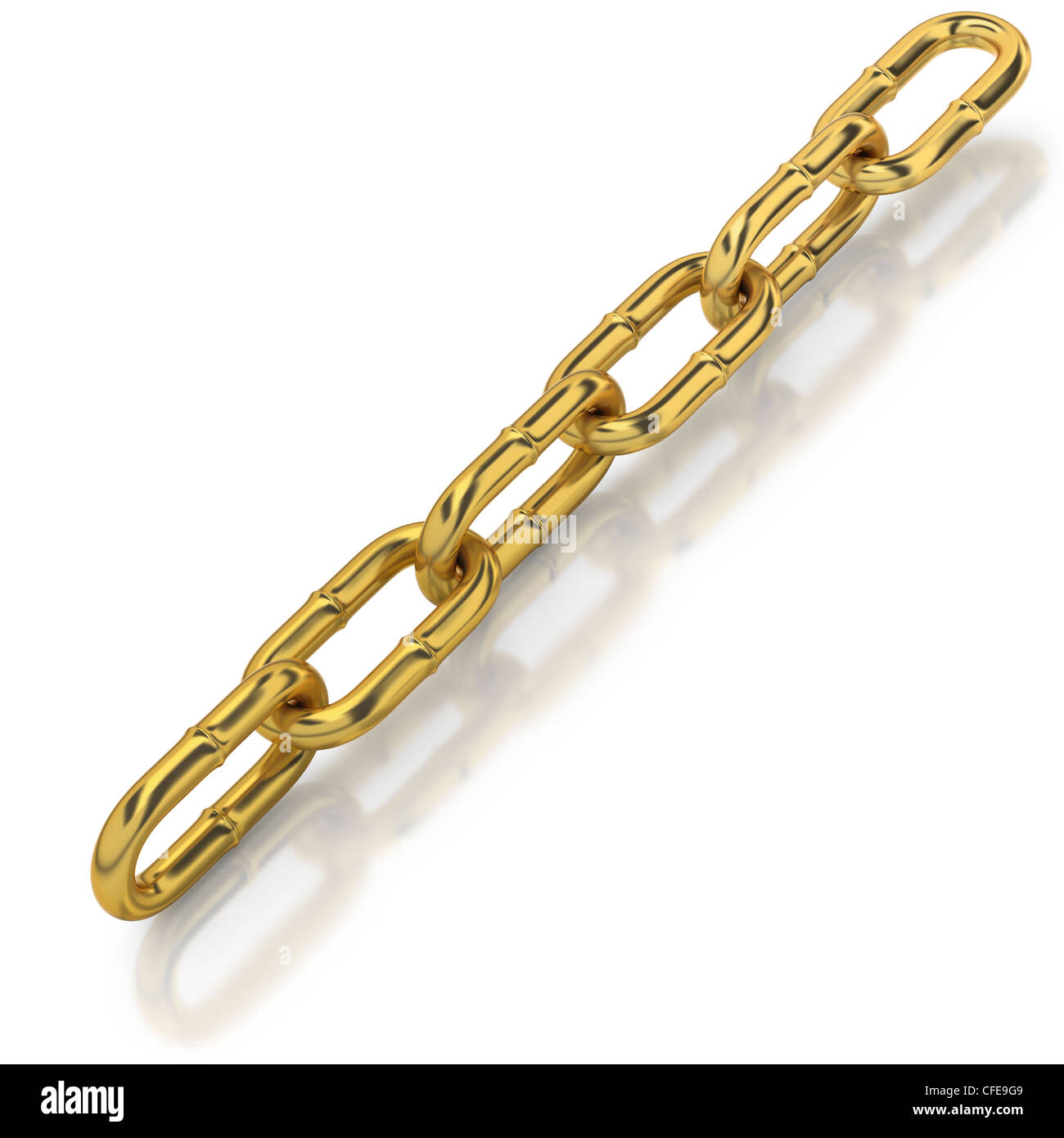 Golden chain with six links on white background Stock Photo - Alamy