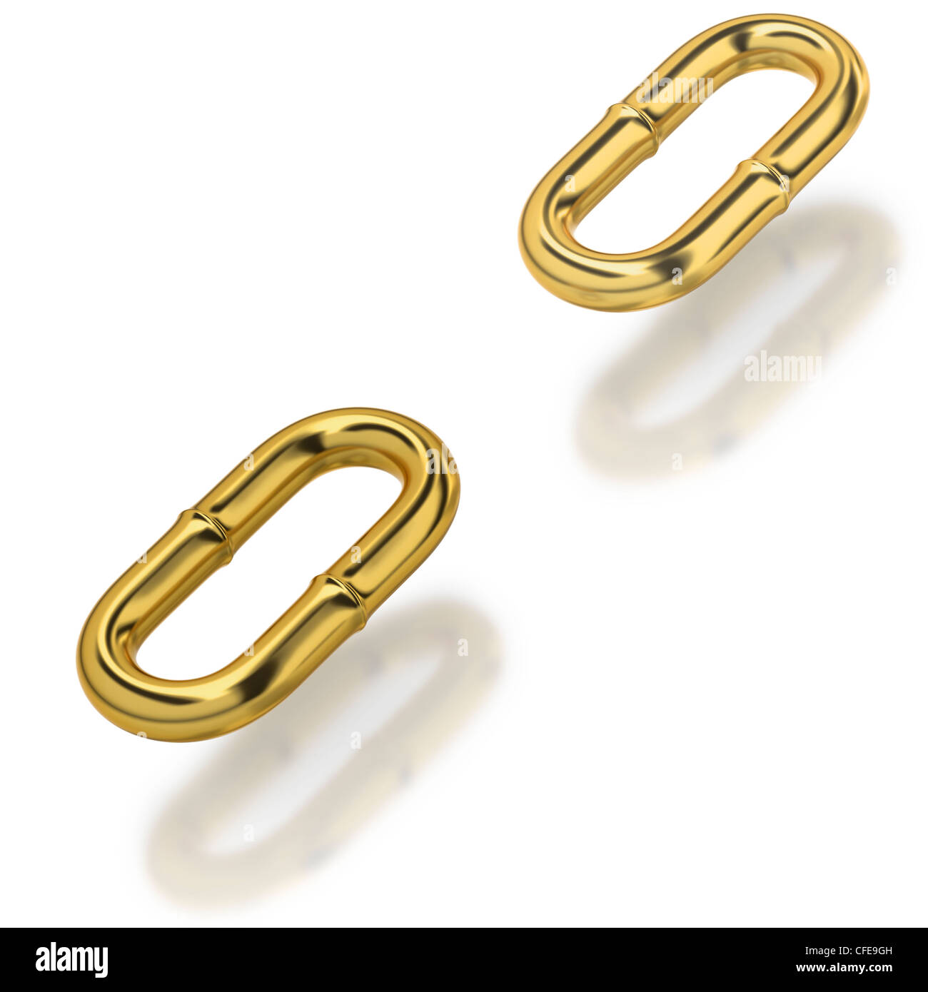 Golden chain with missing link on white background Stock Photo - Alamy