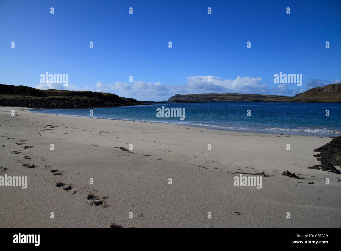 Footprints in the sand on a beautiful sandy beach on the island of ...