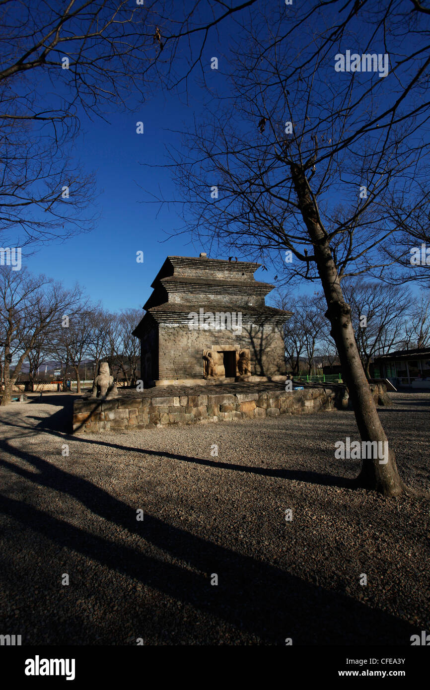 Bunhwangsa three storey stone pagoda Temple in Gyeongju, South Korea ...