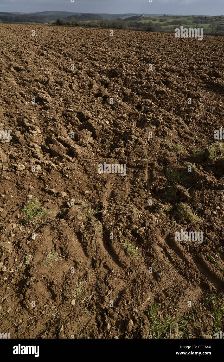 Ploughed field scene (pre-harrowing) with emphasis on tilled soil ...