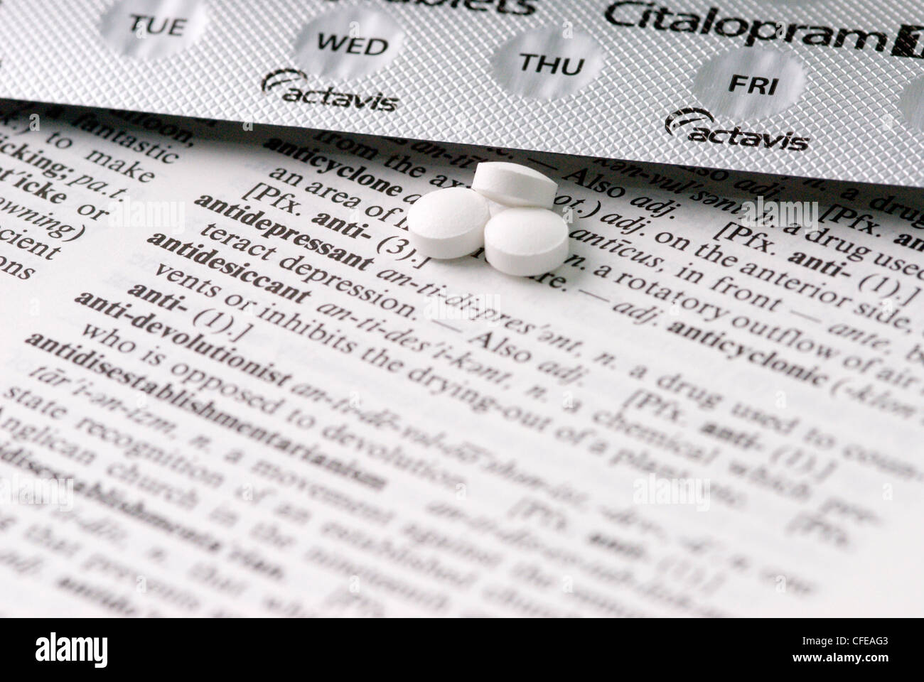 Generic image of Citalopram tablets. Prescribed as an antidepressant ...