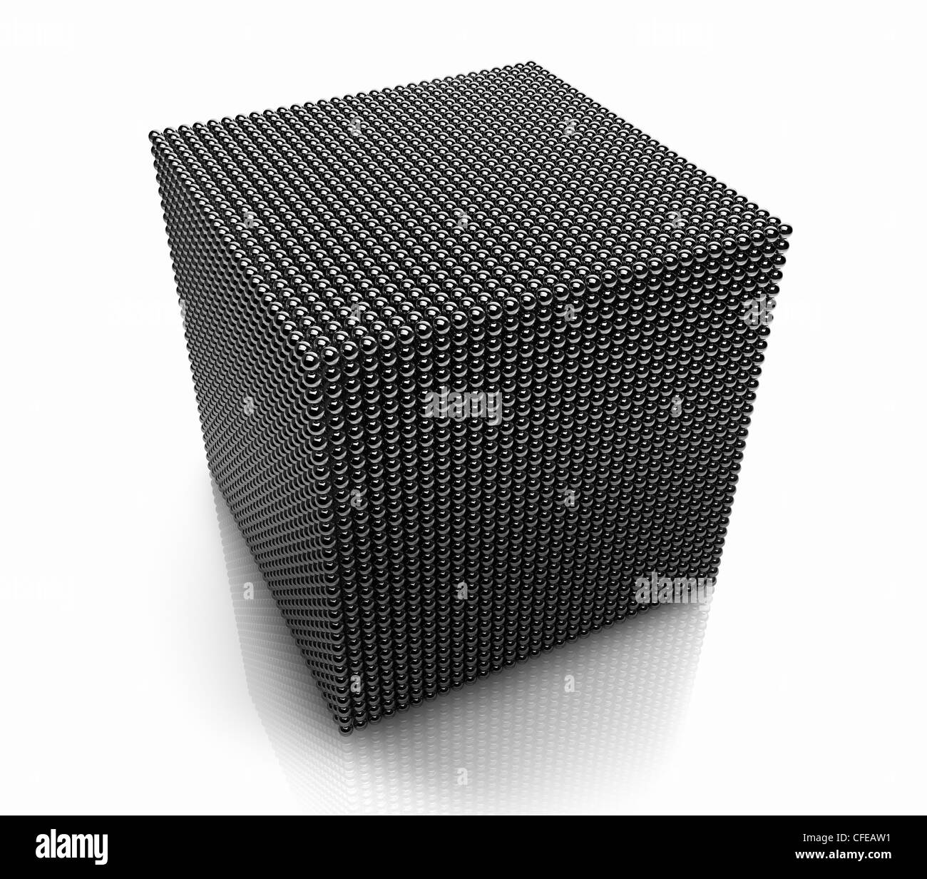 Large cube made of a small chrome balls, 3d render Stock Photo - Alamy