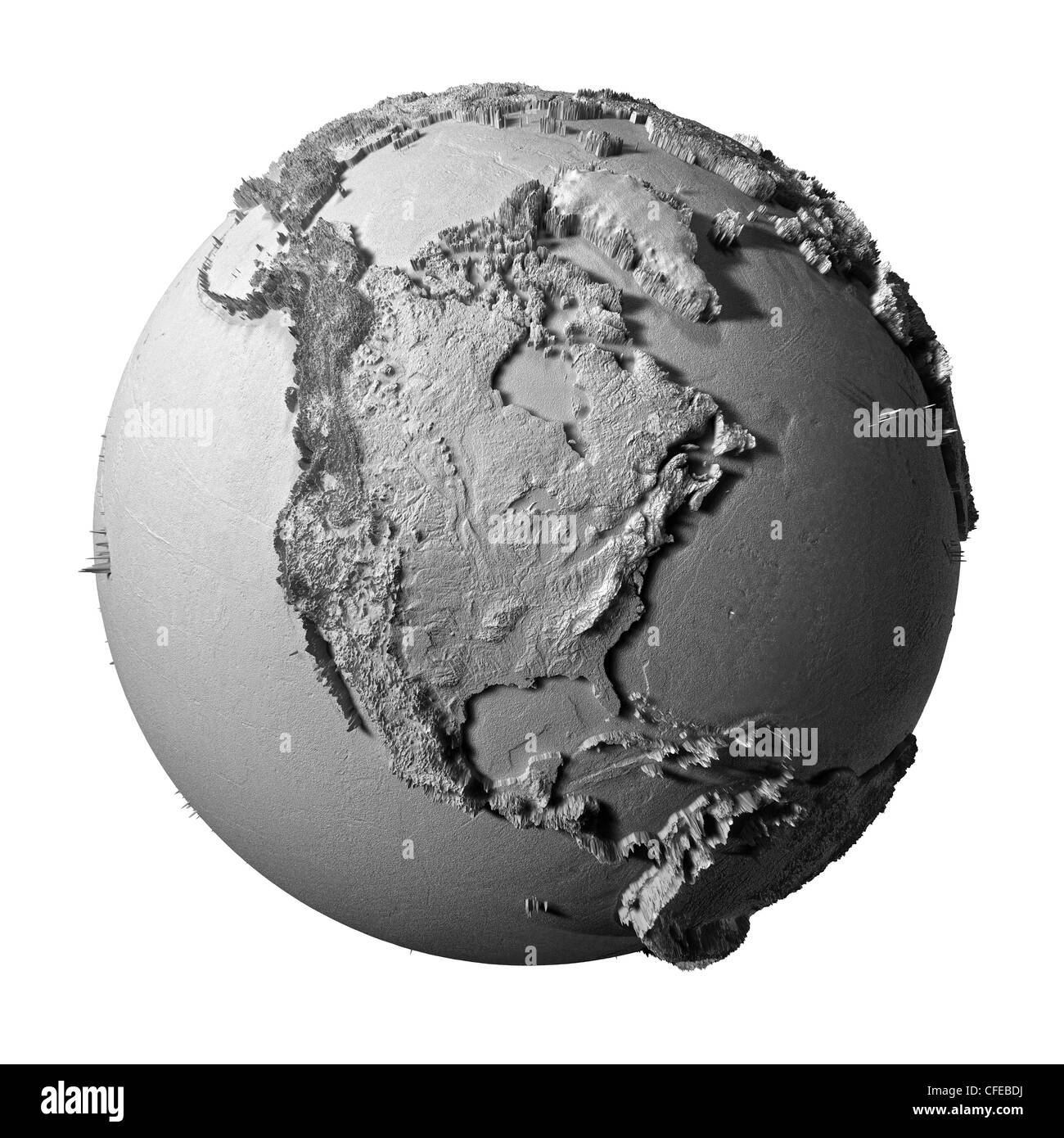 Realistic model of planet earth isolated on white background - north ...