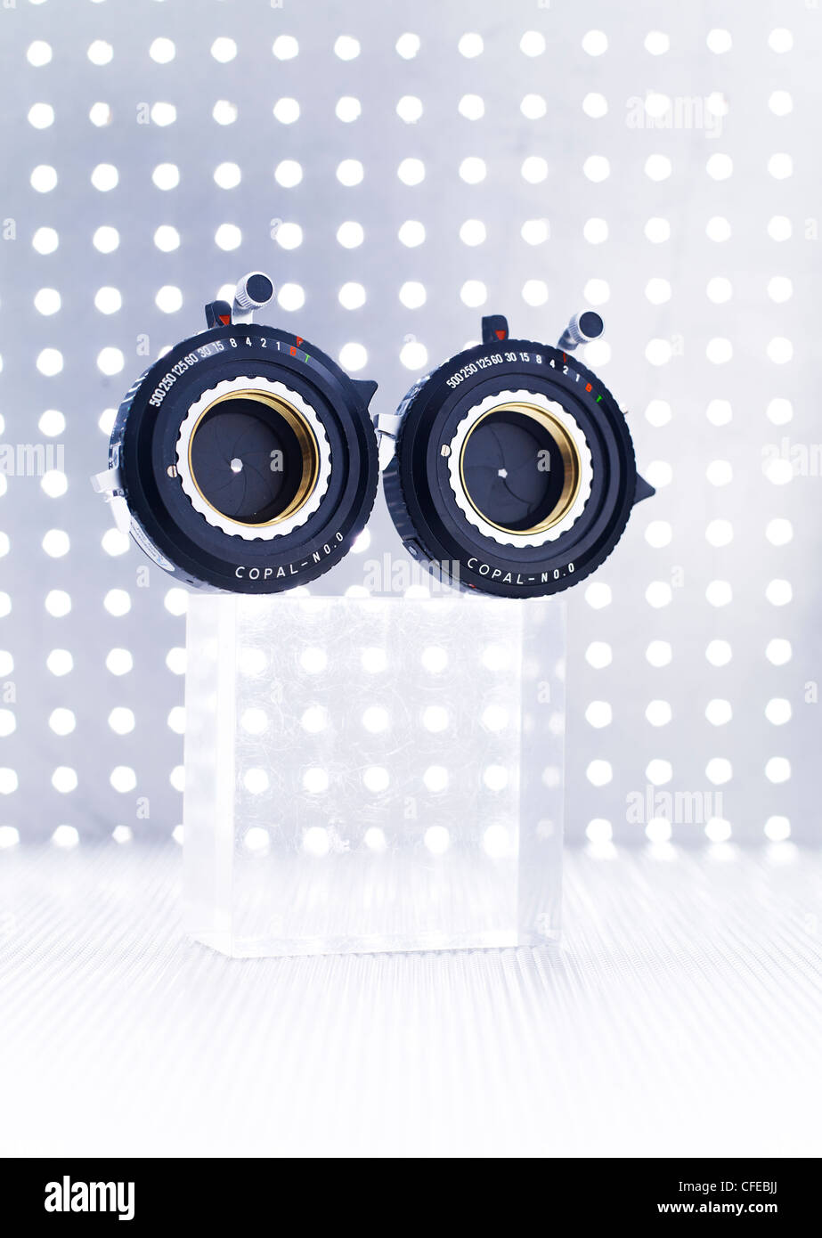 Two shutters from large format lenses NO camera Stock Photo - Alamy