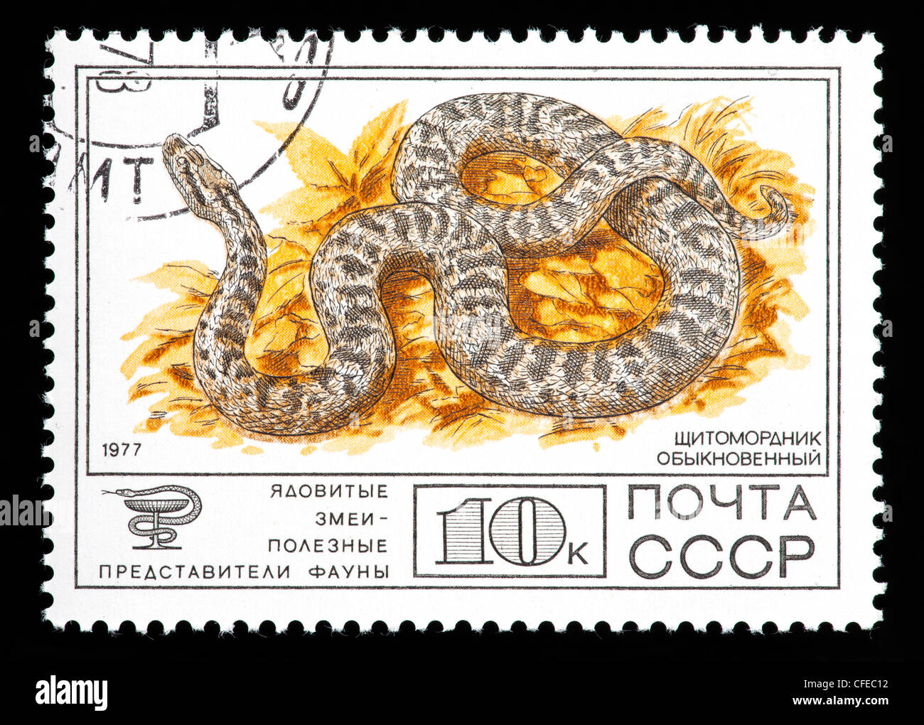 Postage stamp from the Soviet Union depicting a venomous snake Stock ...