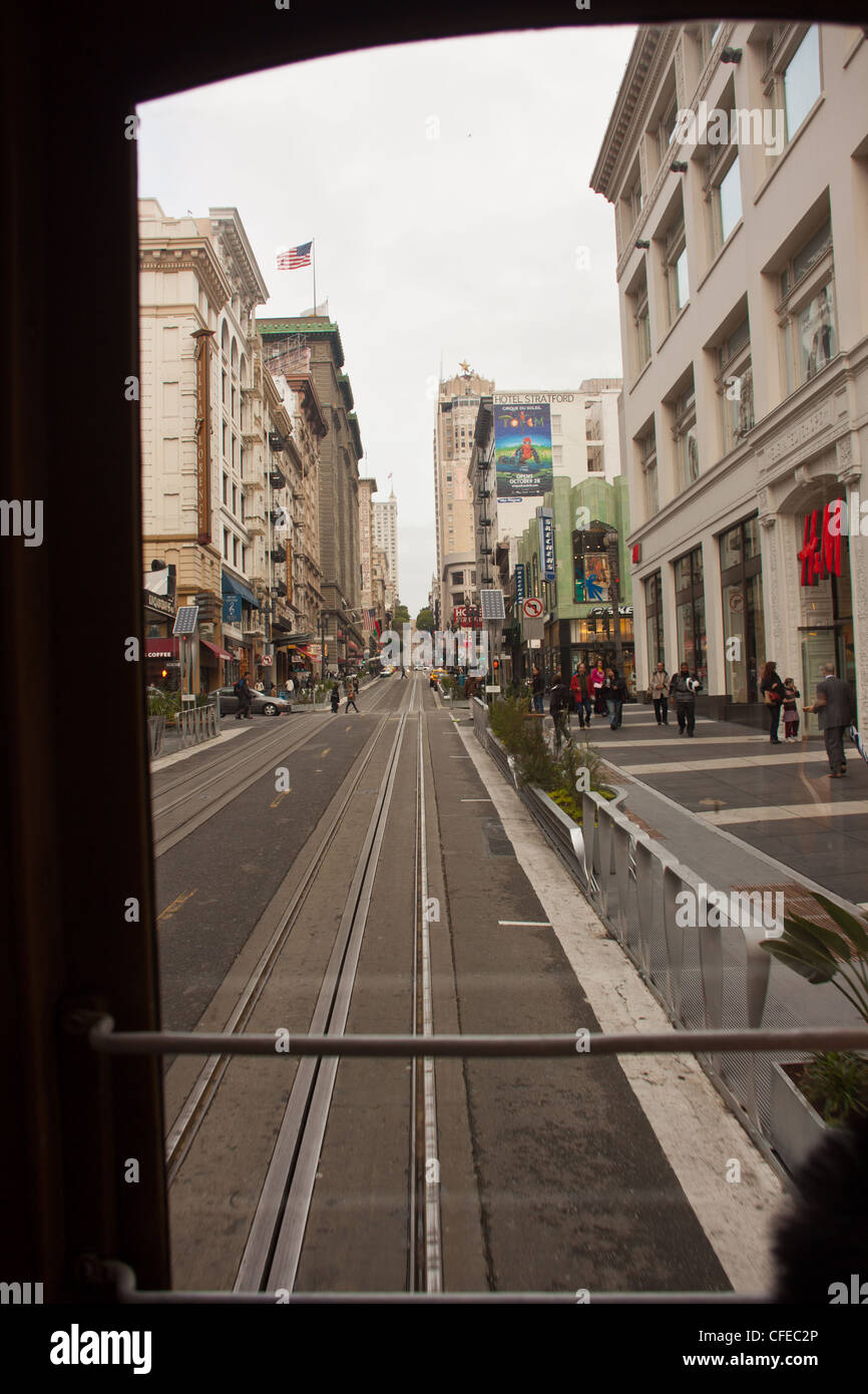 San francisco street scene from famous cable car hi-res stock ...